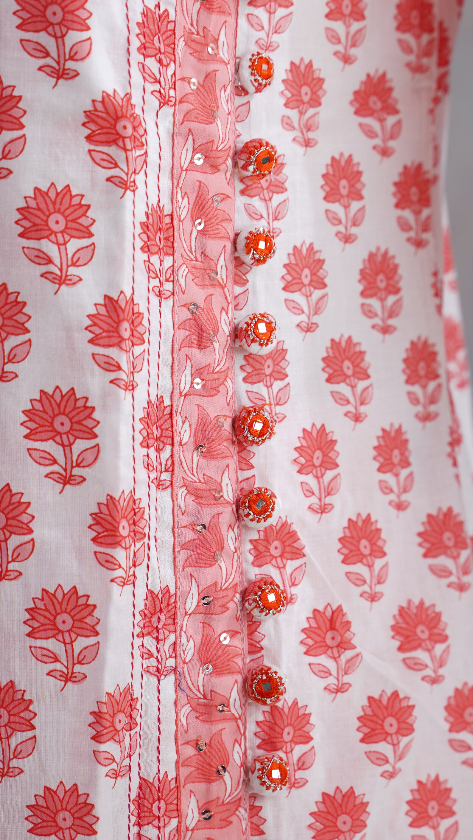 Pure Cotton White Peach Pink A-line Angrakha Ethnic Print - Etsy