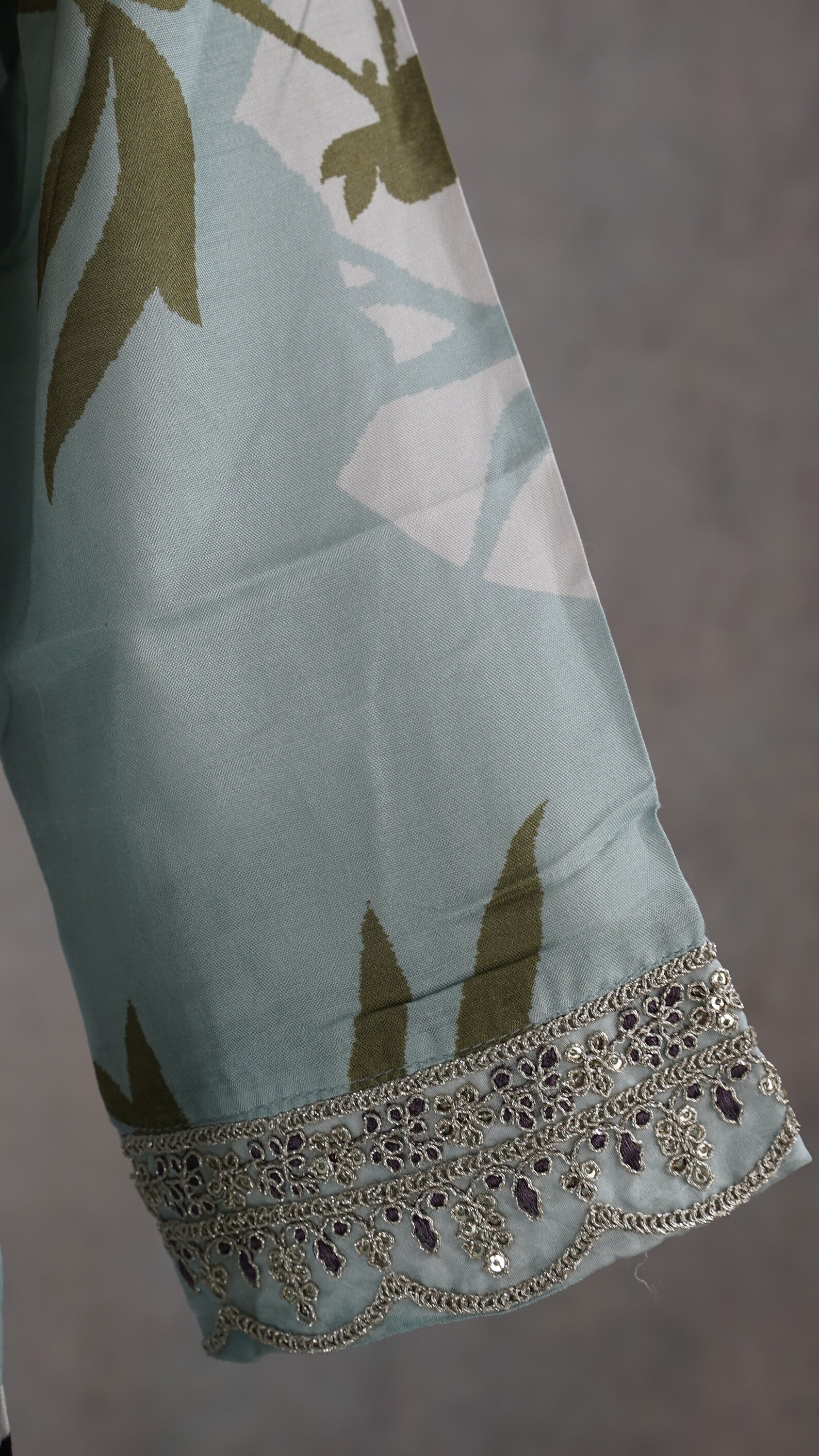 Pure Muslin Light Blue Printed Kurti Palazzo Dupatta Set indian Ethnic ...