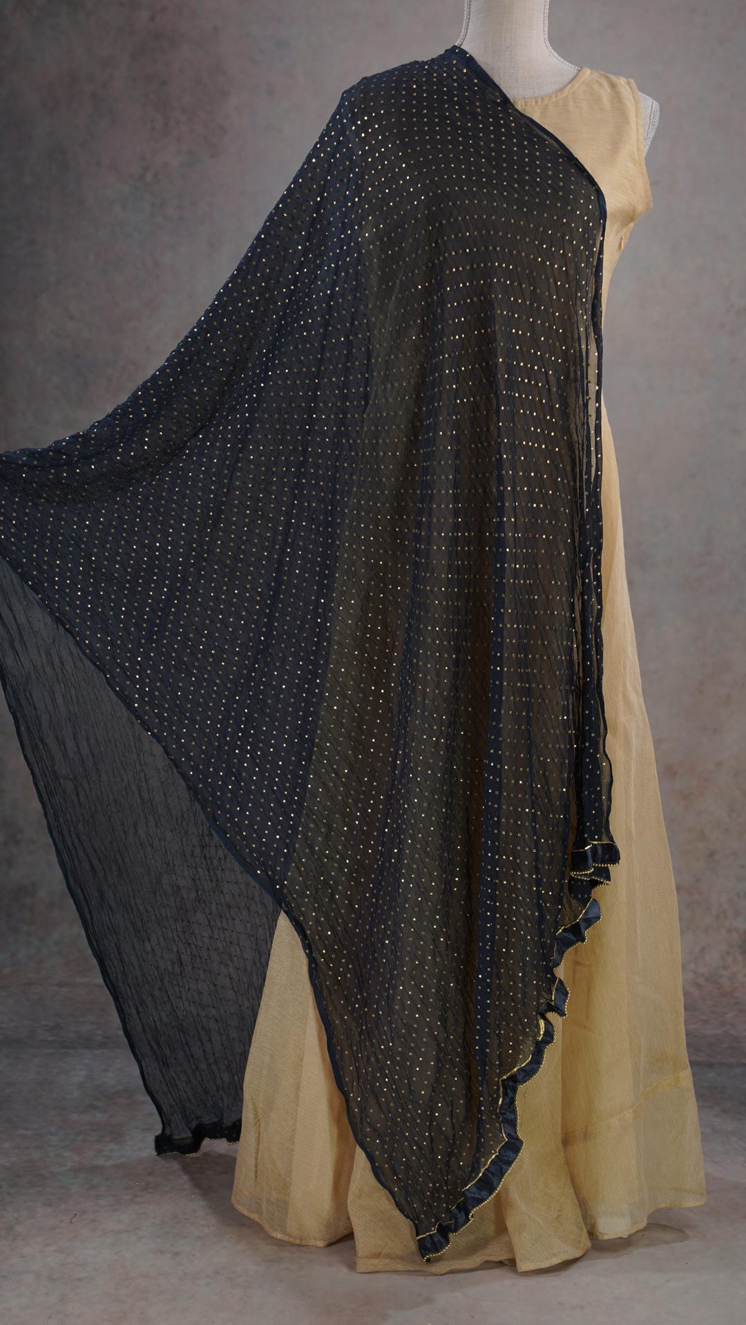 Soft Chiffon Multi-colors Gold Embelishment Dupatta, Woven Silk Scarf ...