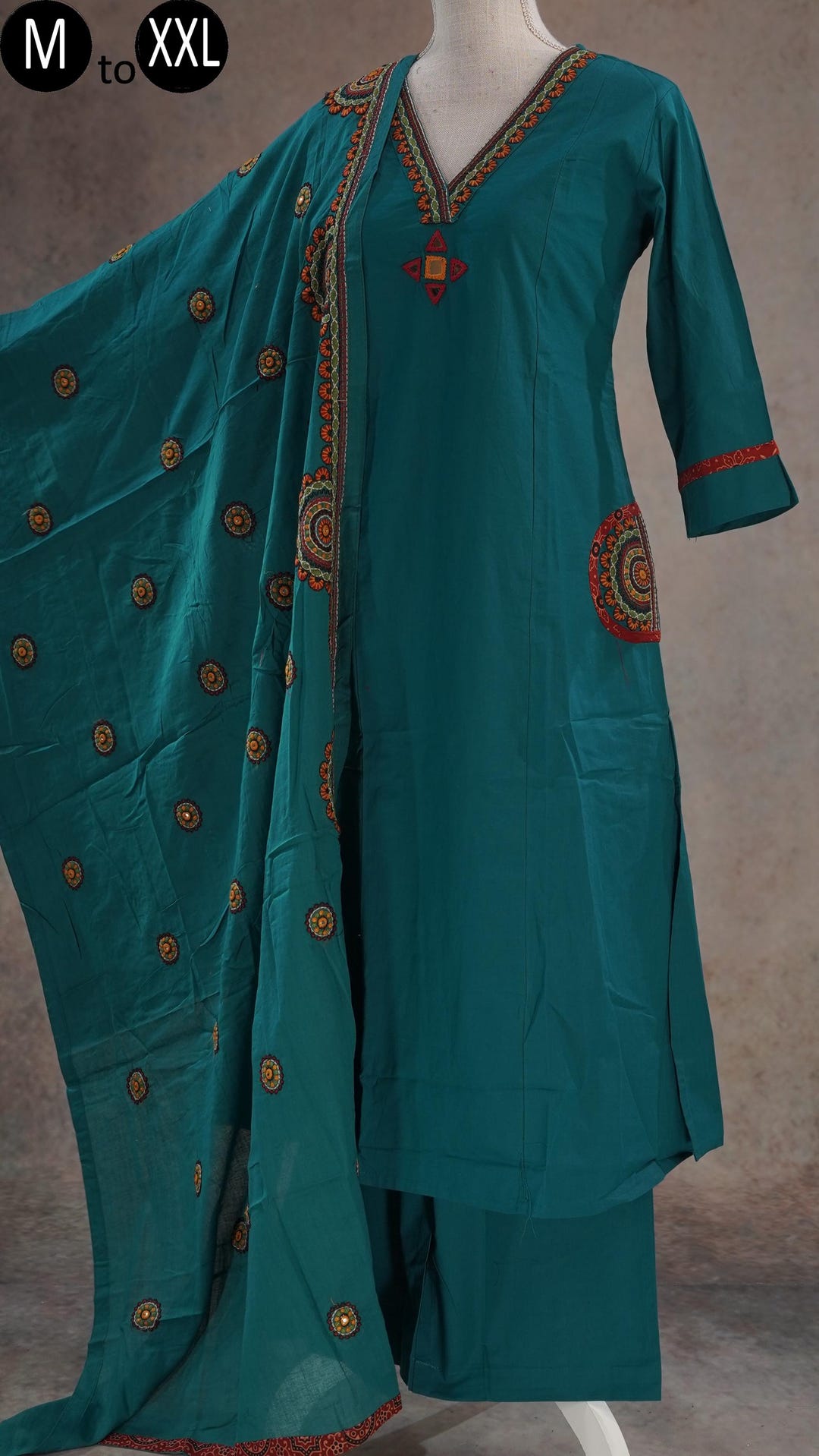 Pure Cotton Salwar for Women A-line Salwar Embroidered Kurti Palazzo ...