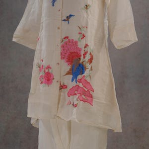 Cotton Jacquard Weaving A-line Collared Short Coords Kurta Palazzo ...