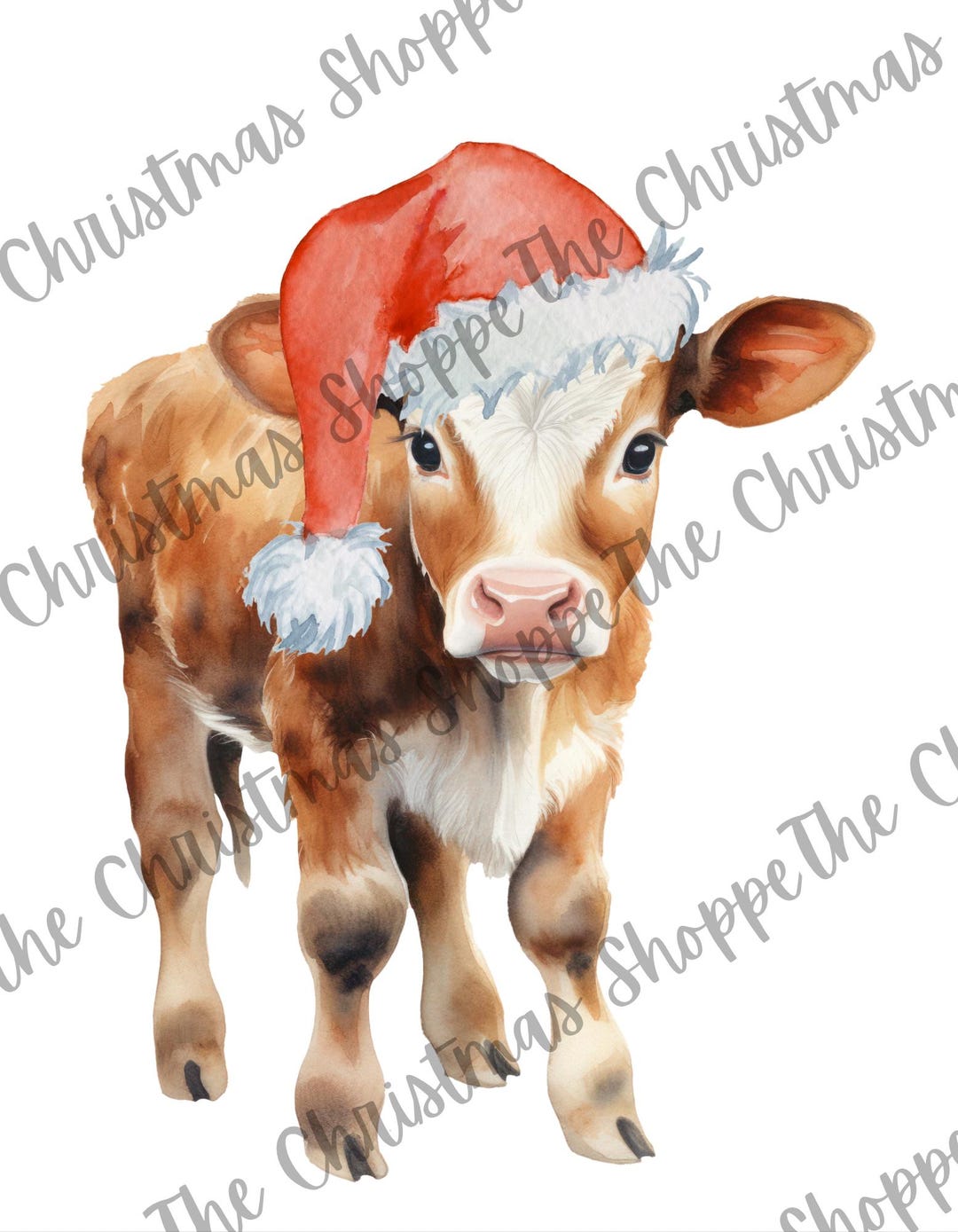 Christmas Calf Cow Design SVG PNG Files Holiday Digital Shirt Print on ...