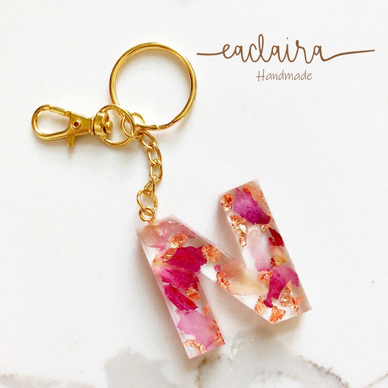 Real Flower Resin Keychain Rose Petals Keychain Handmade - Etsy
