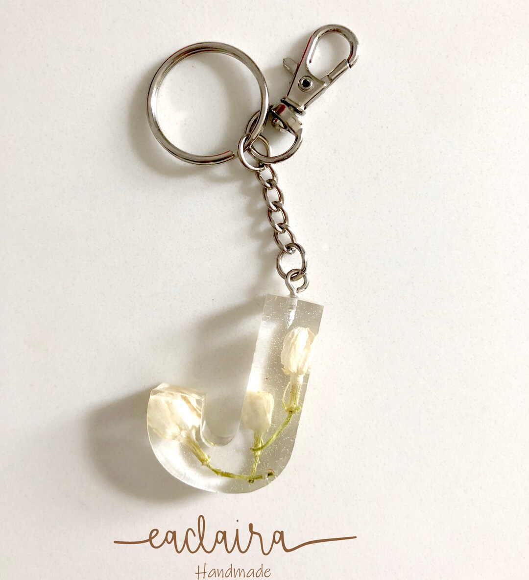 Real Flower Resin Keychain, Jasmine Petals Keychain, Handmade Custom ...