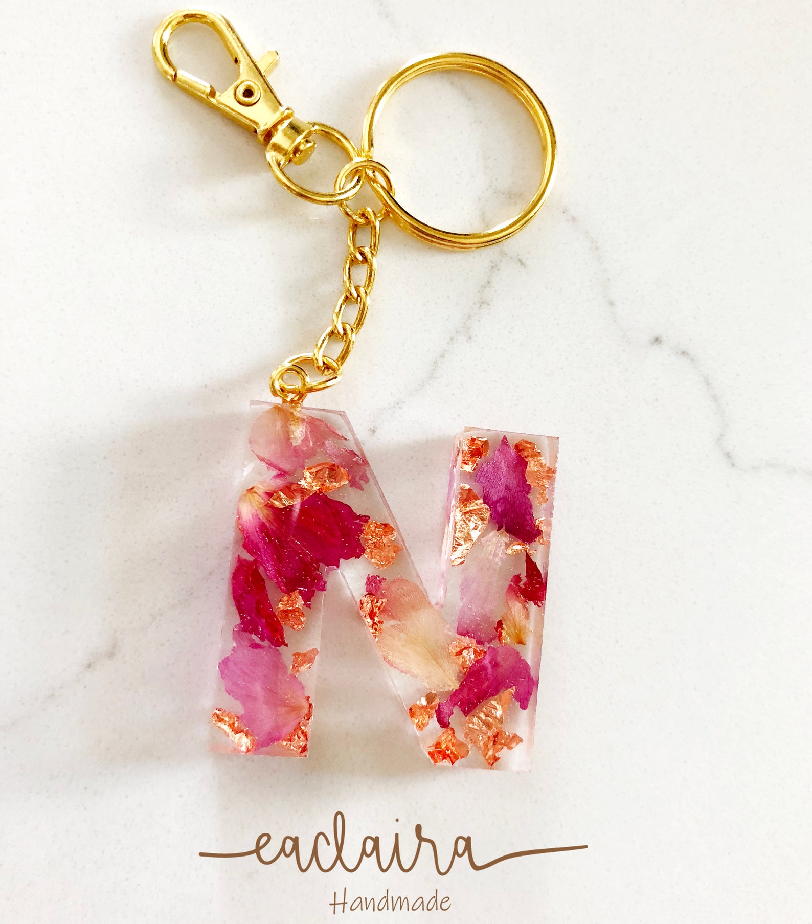 Real Flower Resin Keychain Rose Petals Keychain Handmade - Etsy