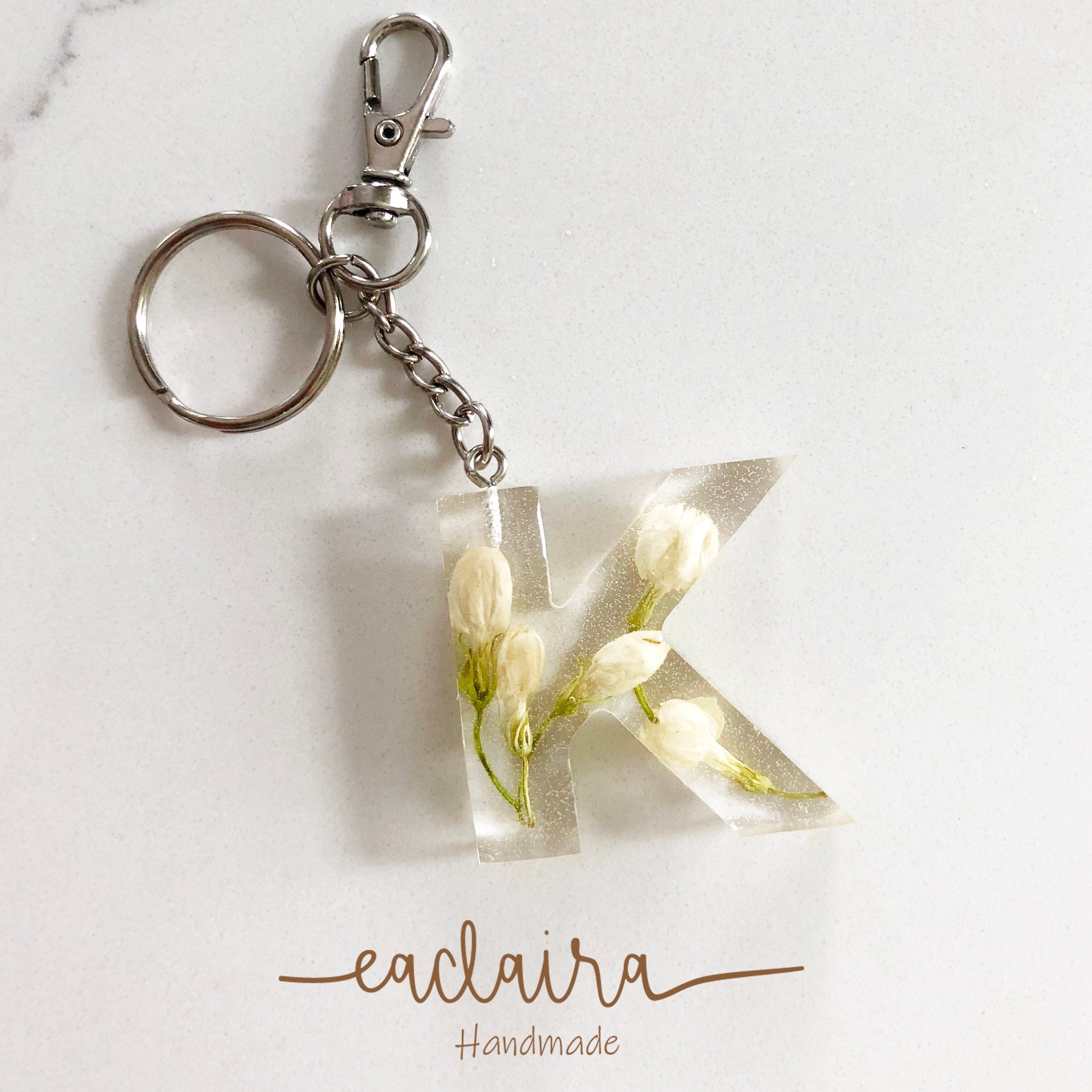 Real Flower Resin Keychain Jasmine Petals Keychain Handmade - Etsy