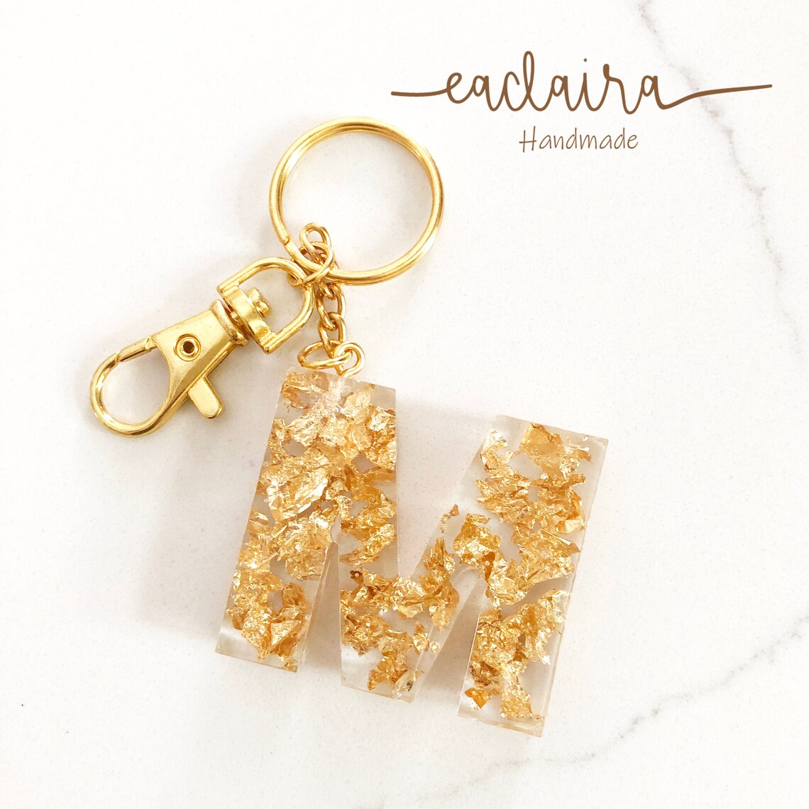 Gold Leaf Resin Keychain Handmade Custom Keychain 3D - Etsy Hong Kong