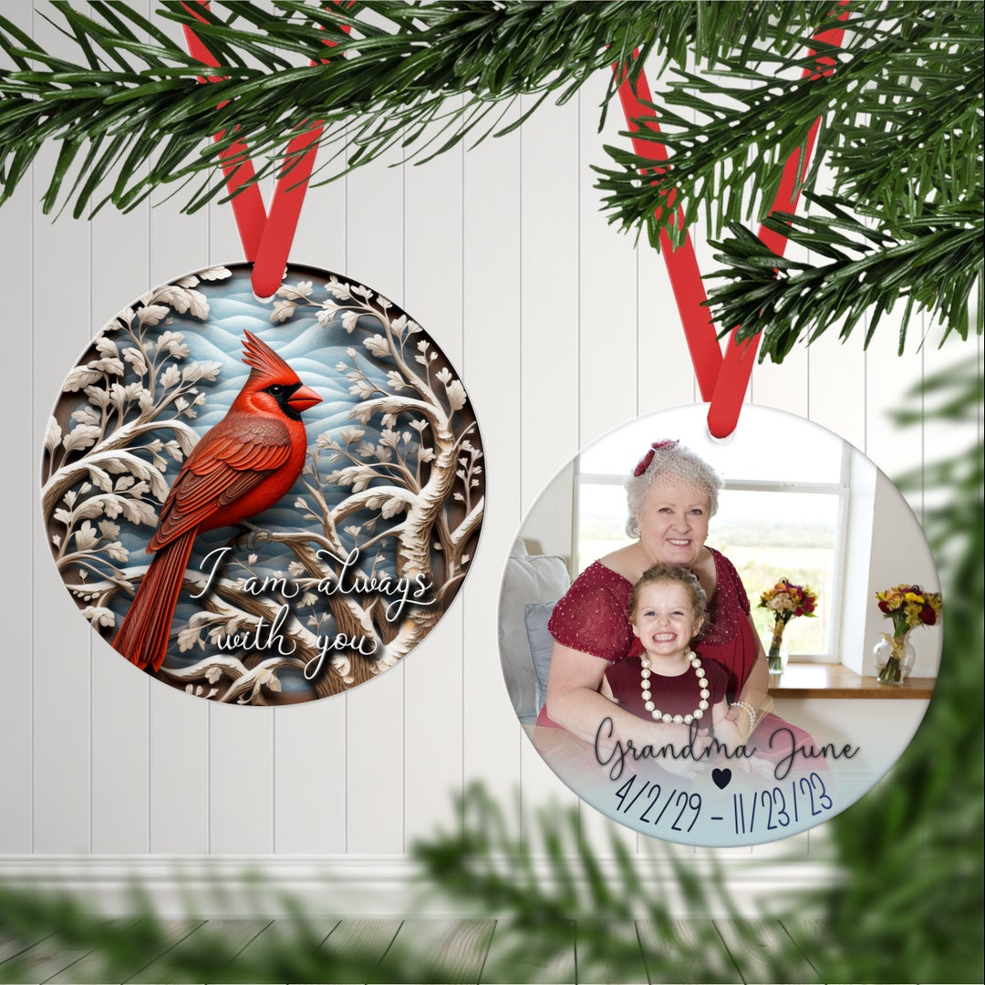 Cardinal Memorial Ornament With Picture, Photo Memorial Ornament ...