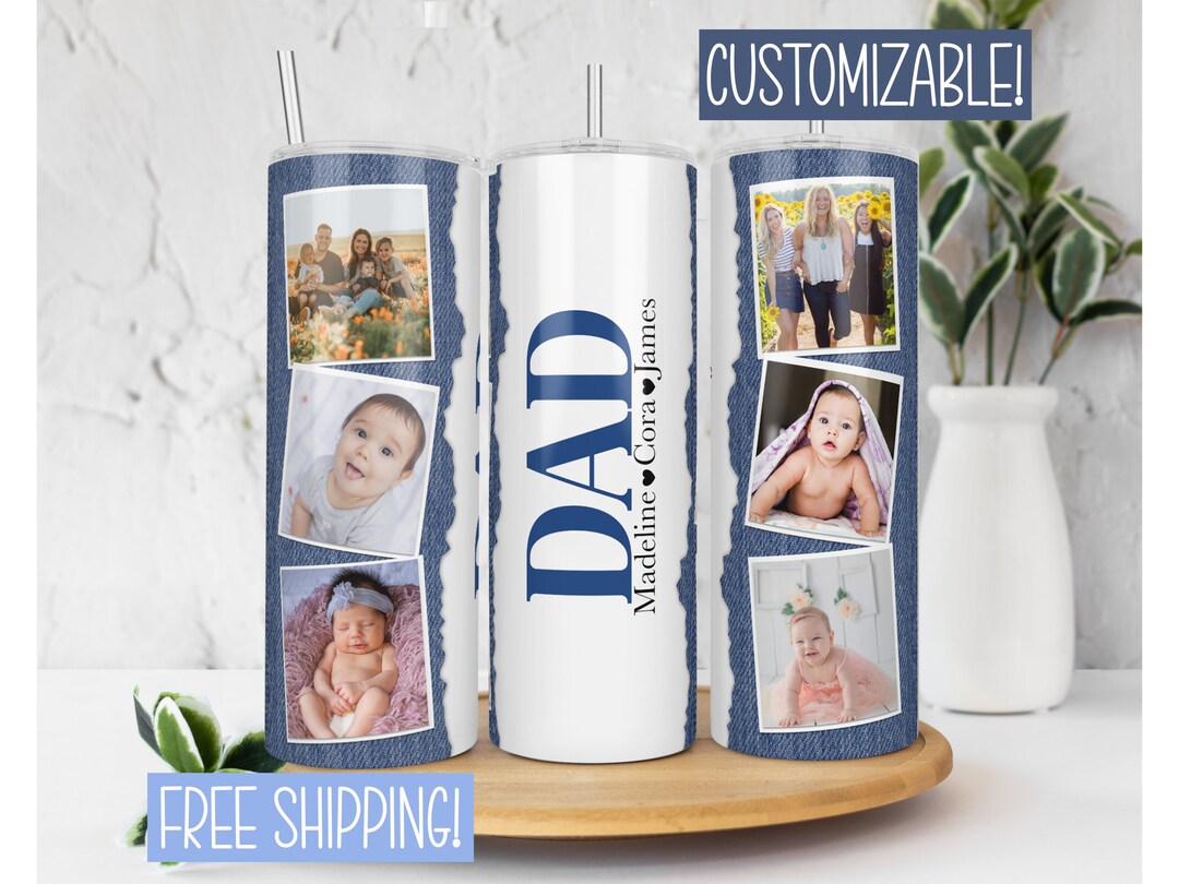 Dad Tumbler Cup Pictures, Dad Gifts From Kids, Photo Tumbler for Men ...
