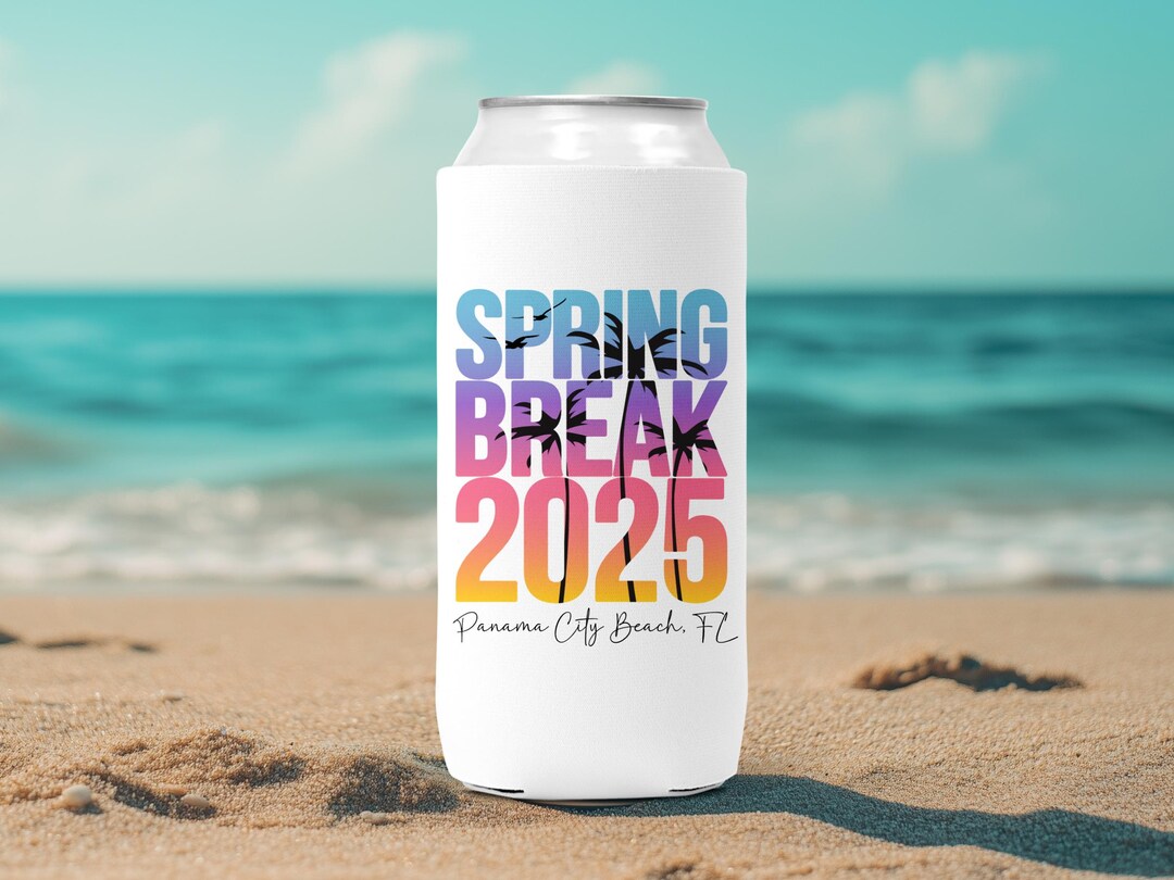 Spring Break Can Cooler, Spring Break Gifts, Beach Can Cooler, Vacation ...