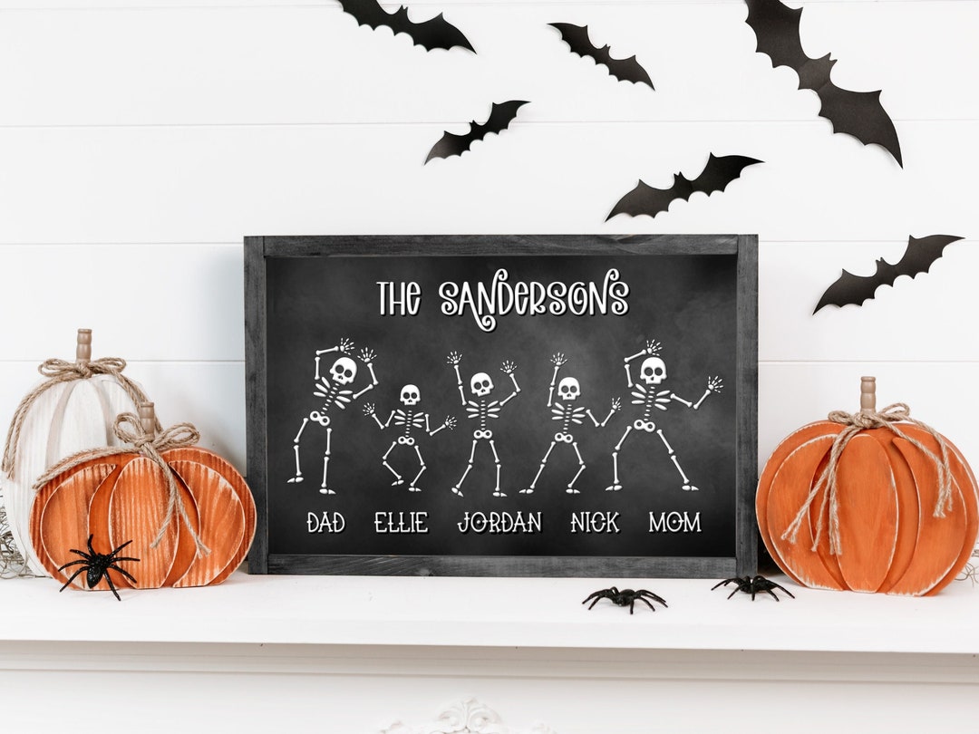 Halloween Family Sign Personalized, Skeleton Family Sign, Custom ...