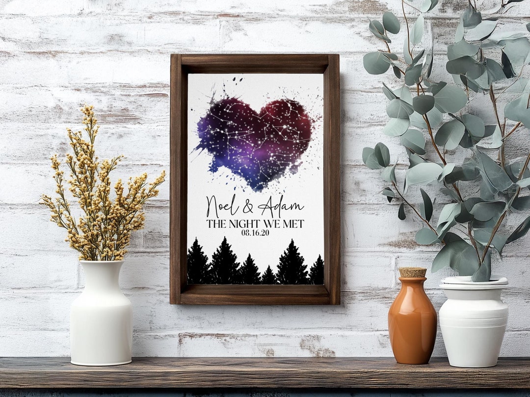 First Date Star Map Personalized, Custom Star Map Gift for Couples ...