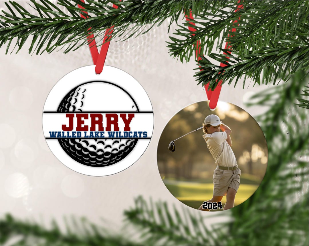 Golf Ornament With Photo, Personalized Golf Christmas Ornament, Golf ...