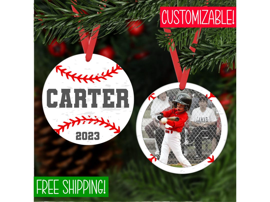 Personalized Baseball Ornament, Baseball Picture Ornament for Kids ...