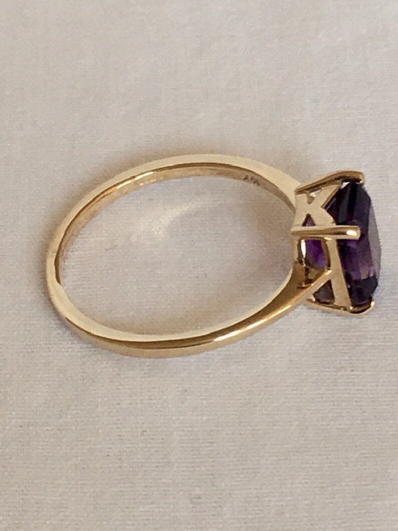 Vintage 9ct Gold Deep Purple Emerald Cut Amethyst Ring - Etsy UK