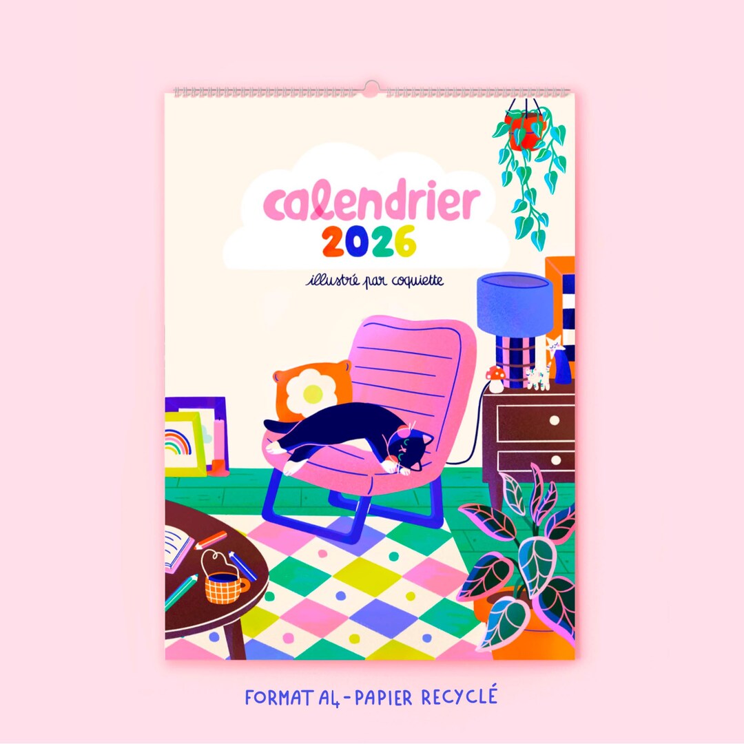 Cat Wall Calendar 2026 - A4 Size - Original, Annual, Monthly, Funny ...
