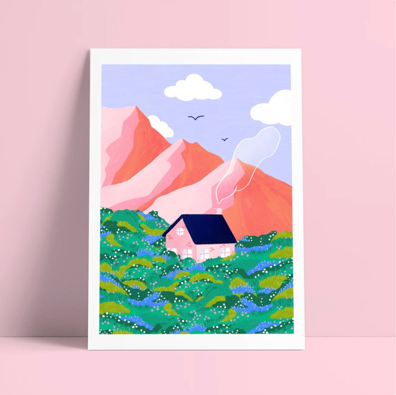 Colorful and Flowery Illustration "spring" - A4, A5, A6 Format - Wall ...