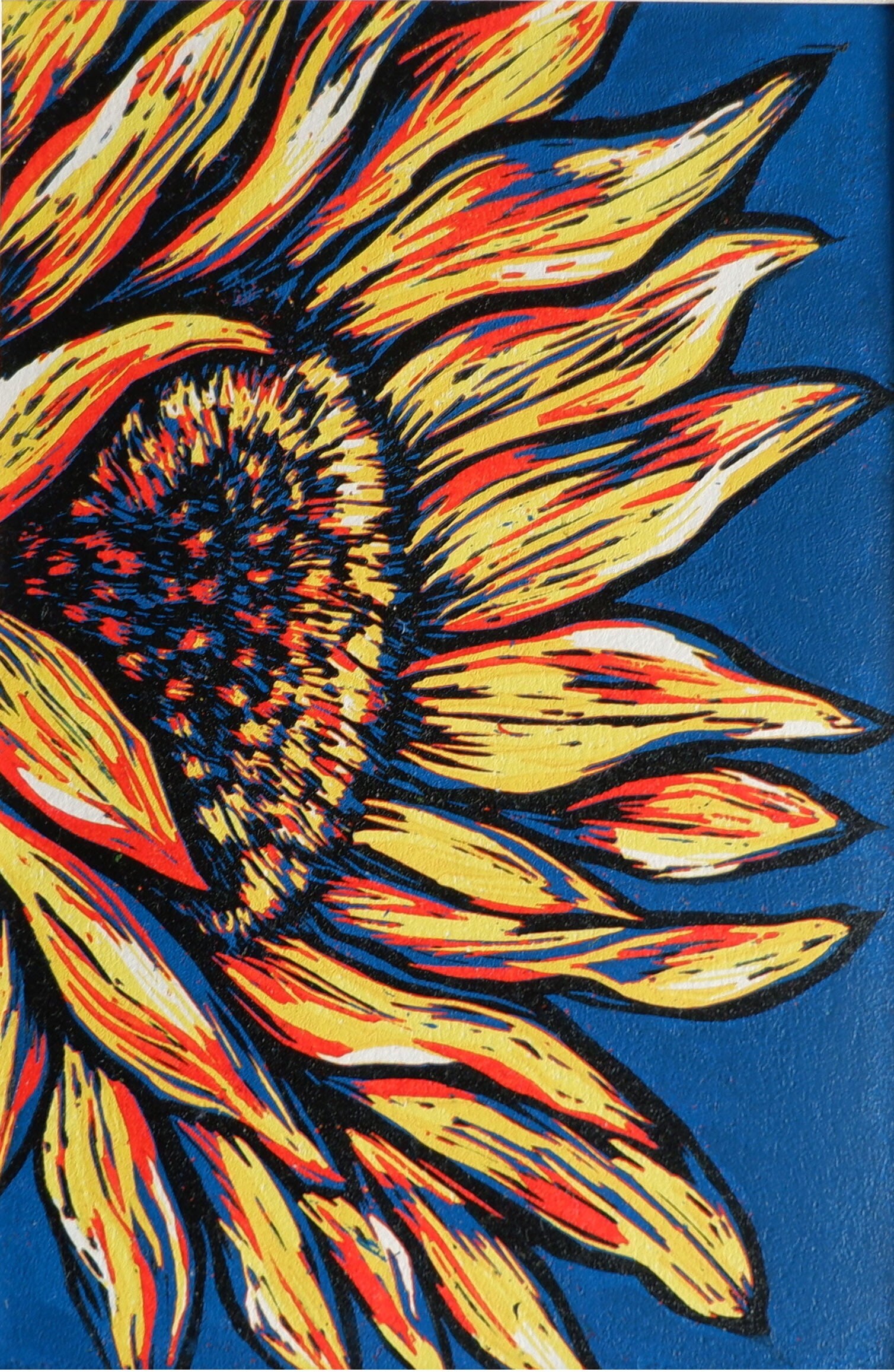Original Lino Print Sunflower Lino Art Flower Linocut | Etsy