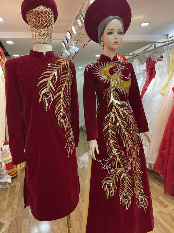 Various Styles Traditional Red Velvet or Chiffon Vietnamese | Etsy