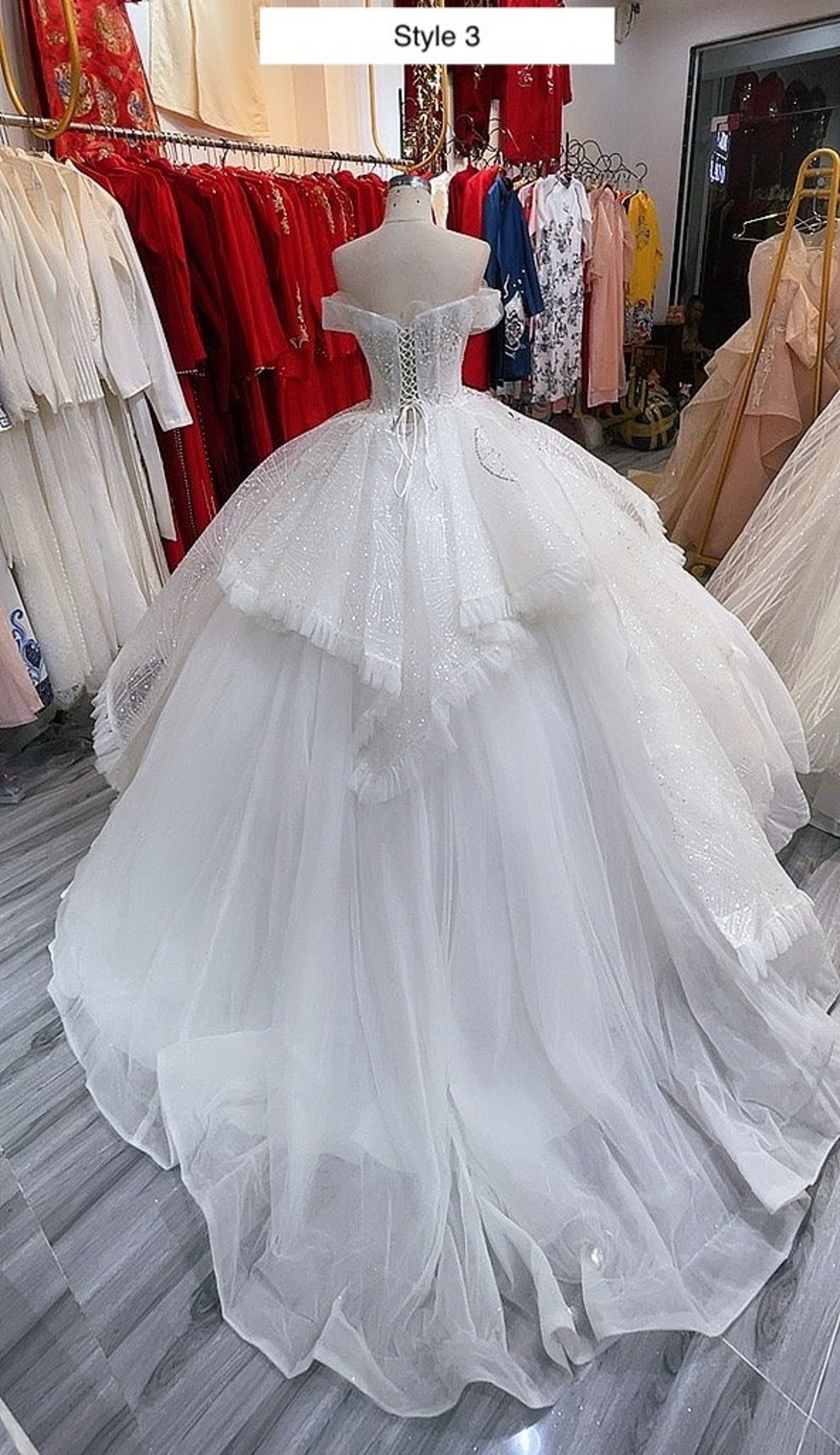 Premium off the Shoulder Drop Sleeves Beaded Sparkle White - Etsy