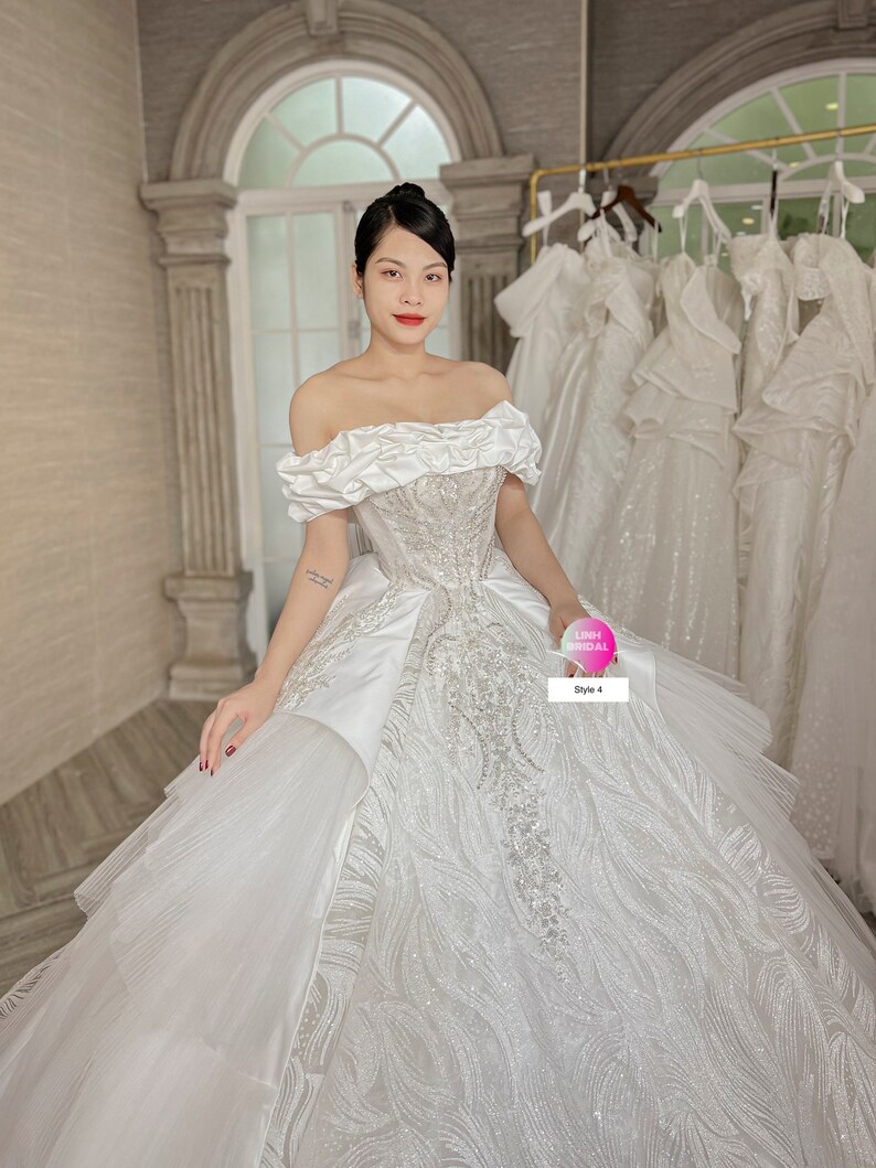 Premium off the Shoulder Drop Sleeves Beaded Sparkle White - Etsy