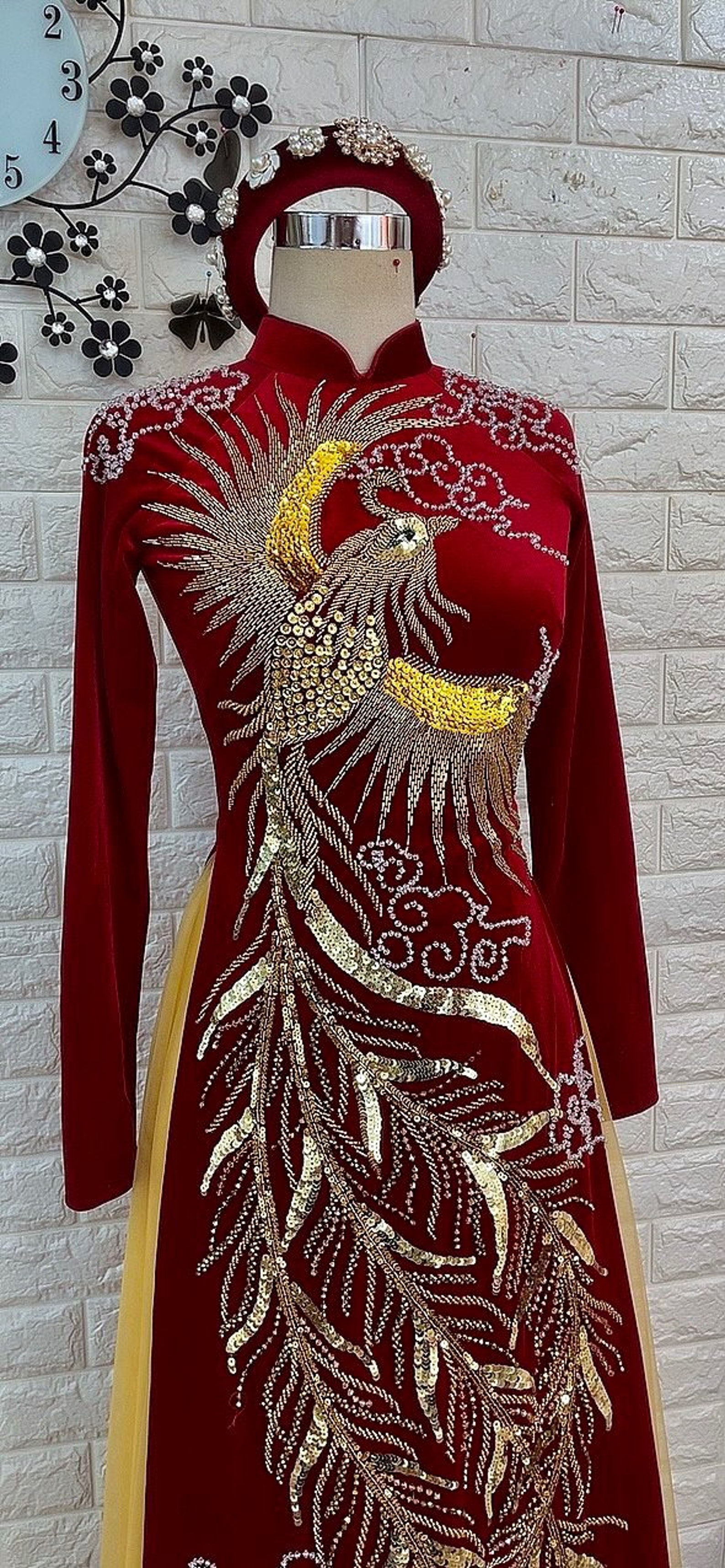 Various Styles Traditional Red Velvet or Chiffon Vietnamese | Etsy
