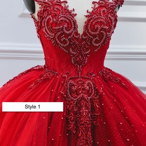 Princess Red Cap Sleeves Tiered Skirt Ball Gown Wedding/prom Dress With ...