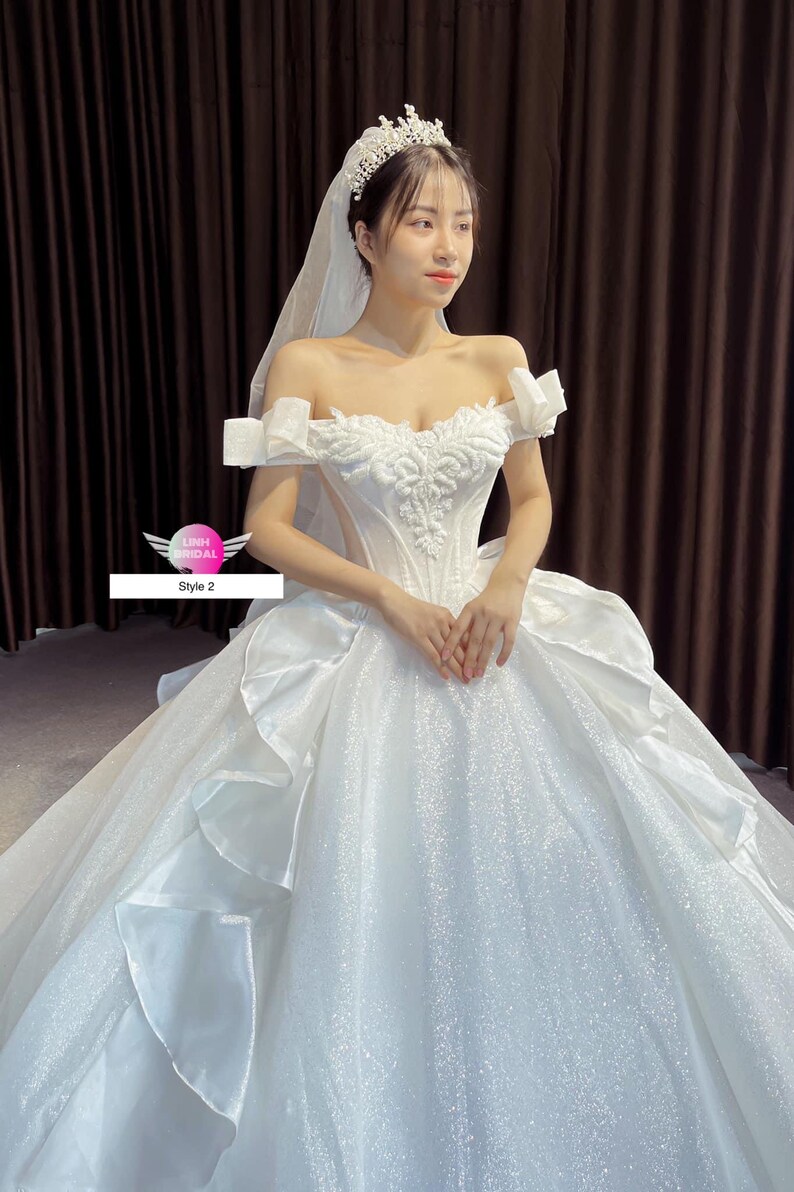 Premium off the Shoulder Drop Sleeves Beaded Sparkle White - Etsy