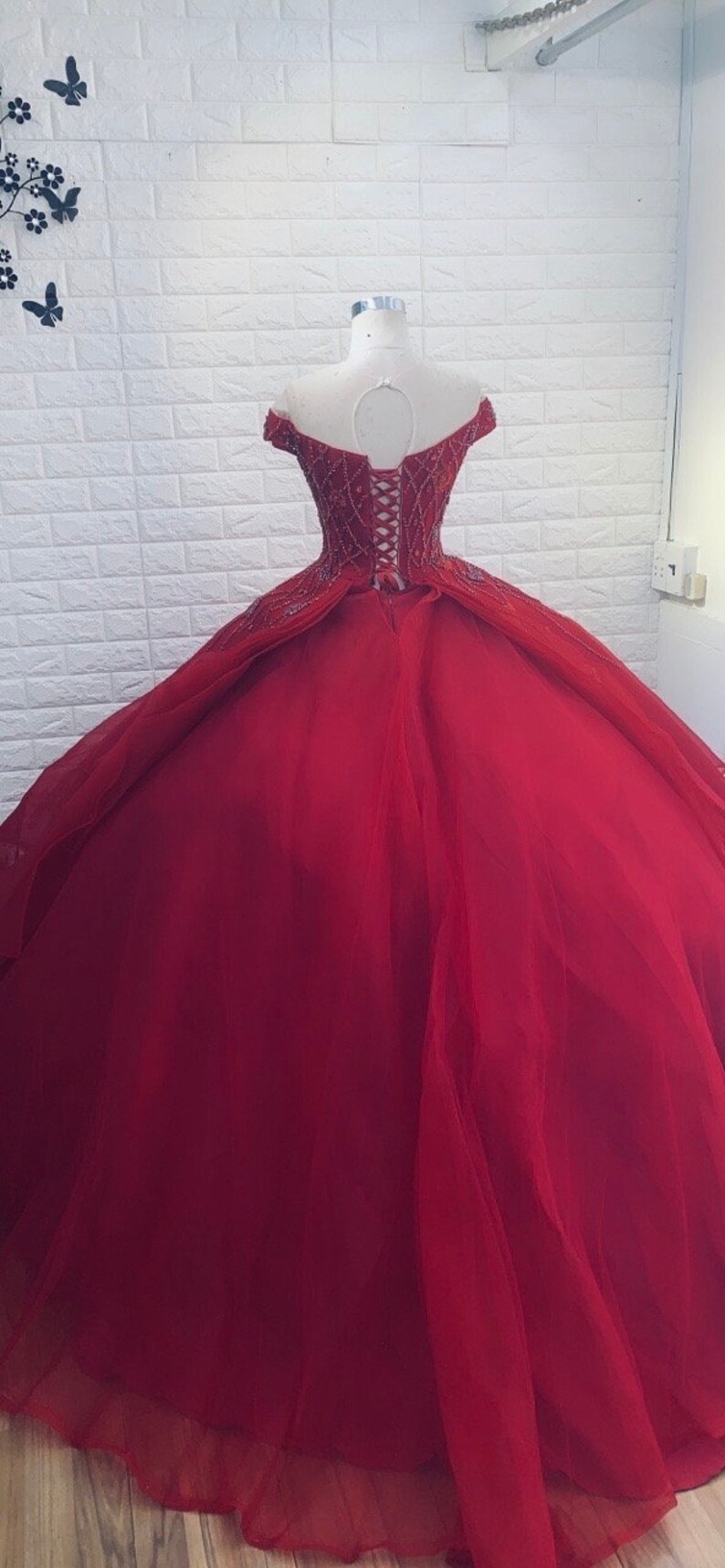 Princess Red Cap Sleeves Tiered Skirt Ball Gown Wedding/prom | Etsy