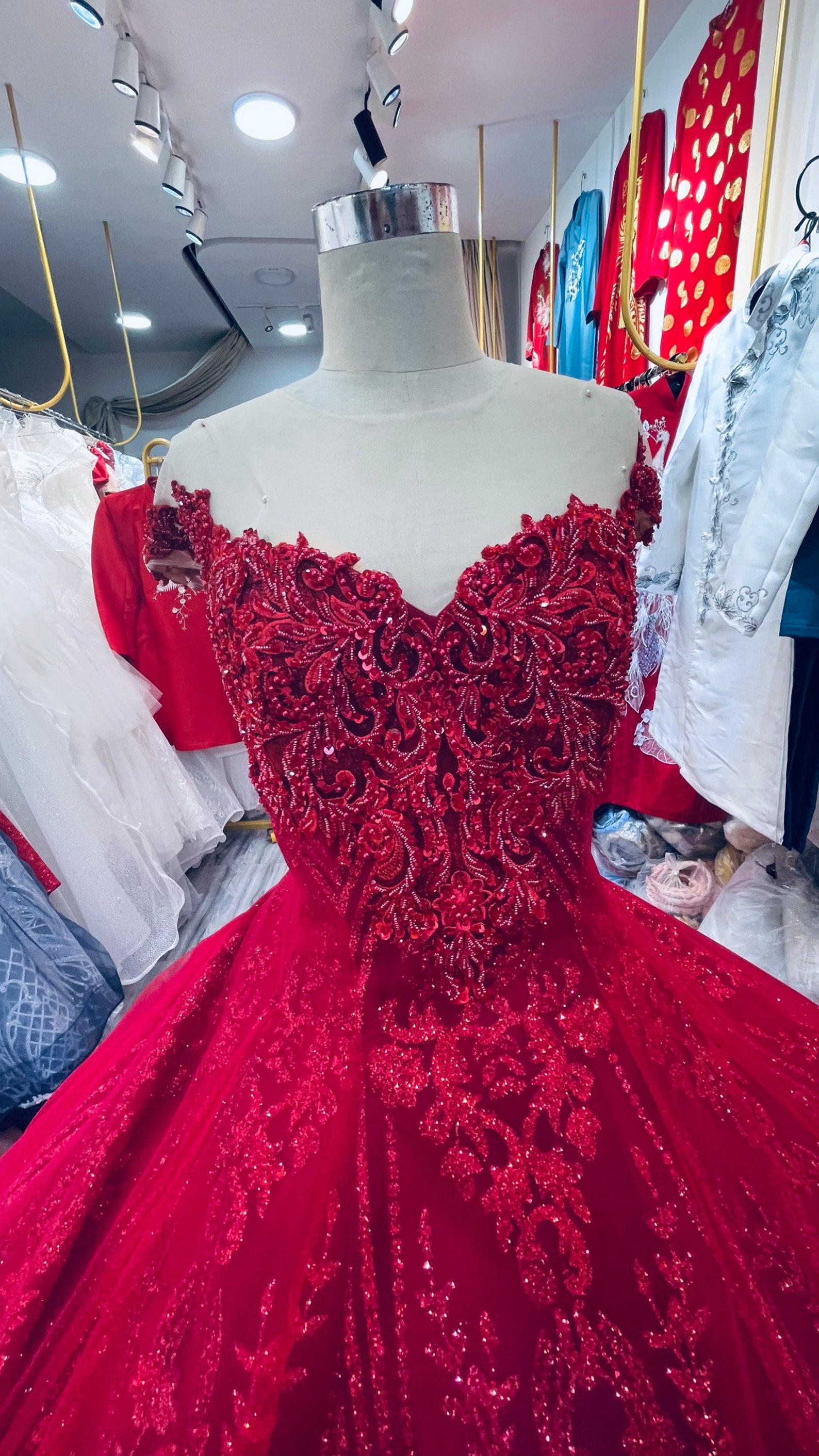 Powerful Red Sleeveless Or Cap Sleeves Sparkle Beaded Ball Etsy