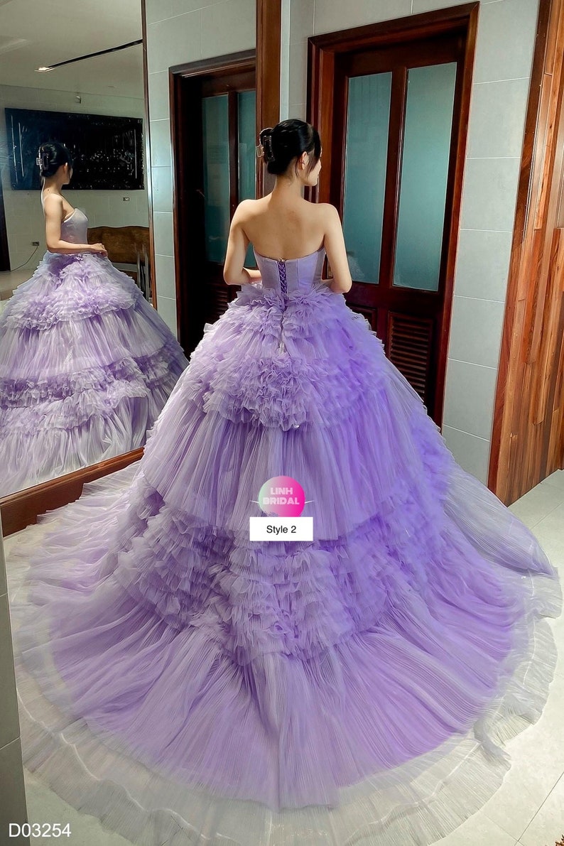 Purple Princess Sleeveless or Long Sleeves Tulle Wedding Dress | Etsy