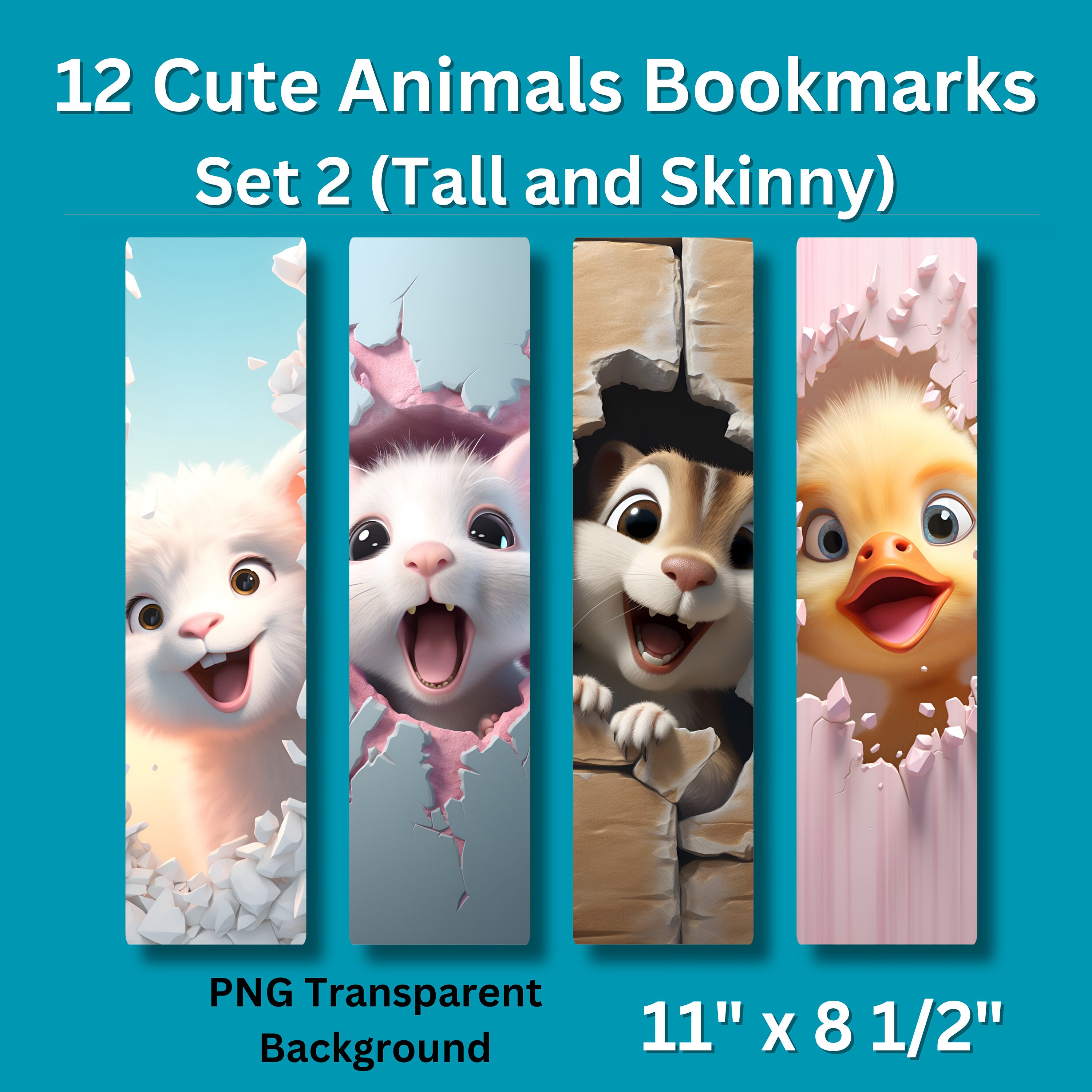 Printable Bookmarks Cute Animal Bookmarks Cute Animals Printable PNG ...