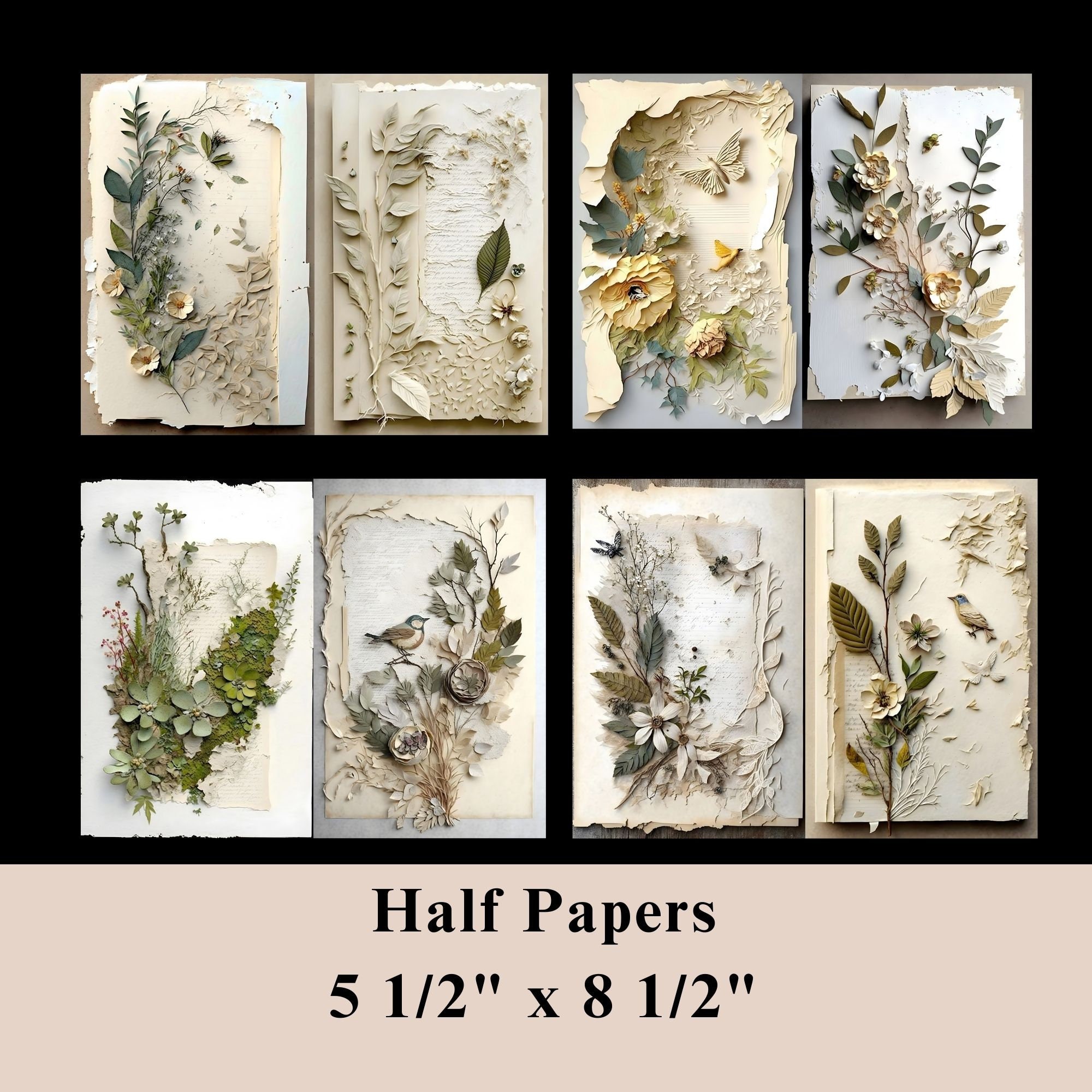 Nature Junk Journal Half Papers Printable Half Papers Mixed Paper ...