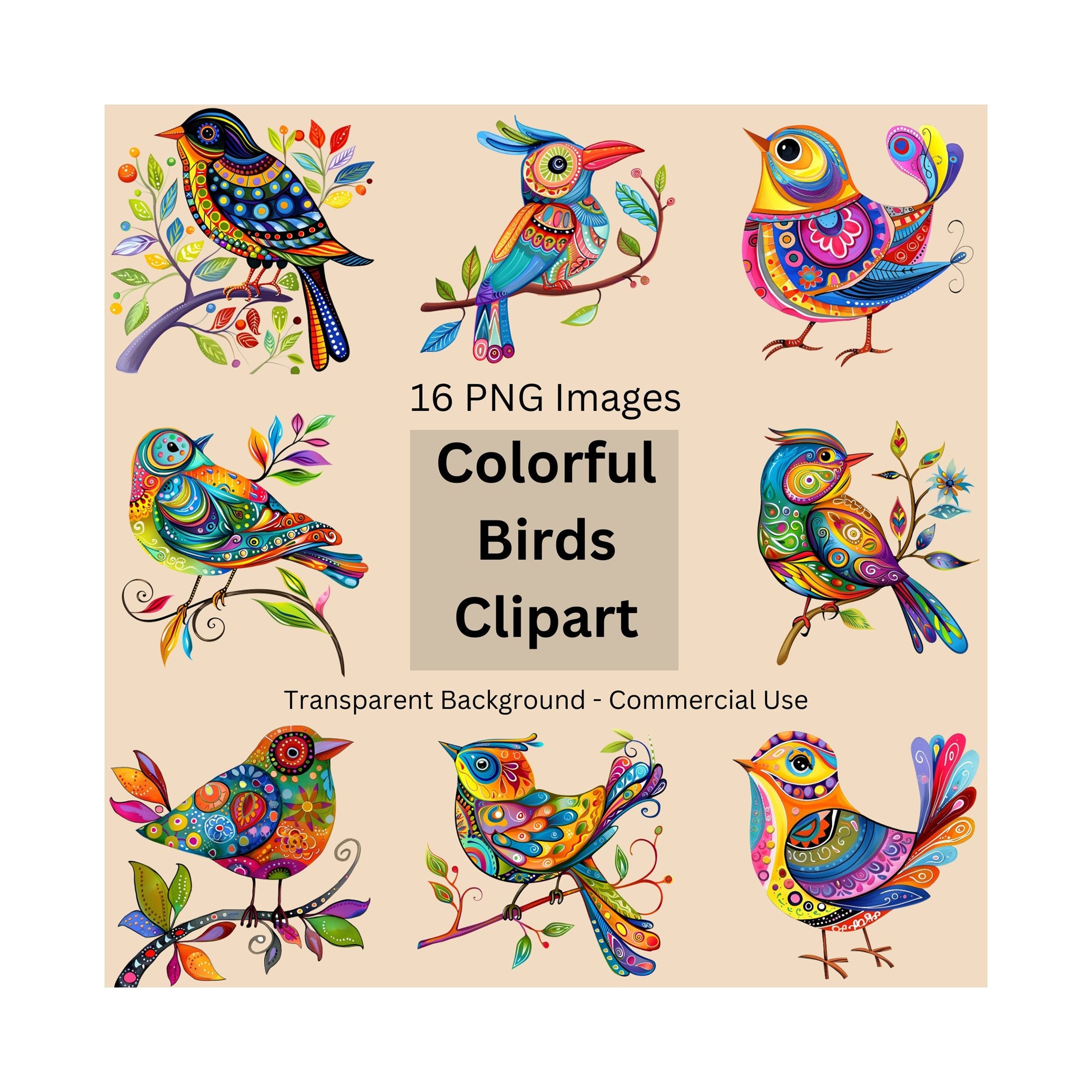 Colorful Bird Clipart Transparent Bird Clipart Whimsical Clipart ...