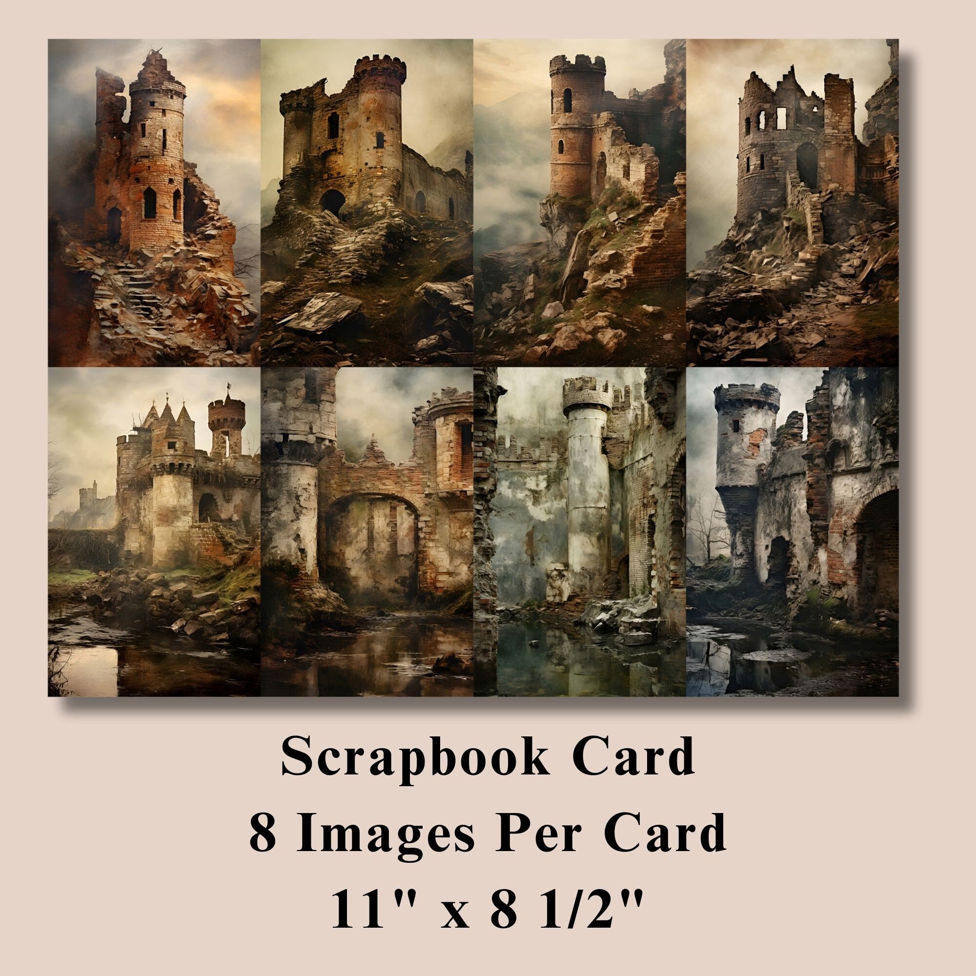 Ancient Castle Scrapbook Paper Castle Junk Journal Paper A5 Collage ...