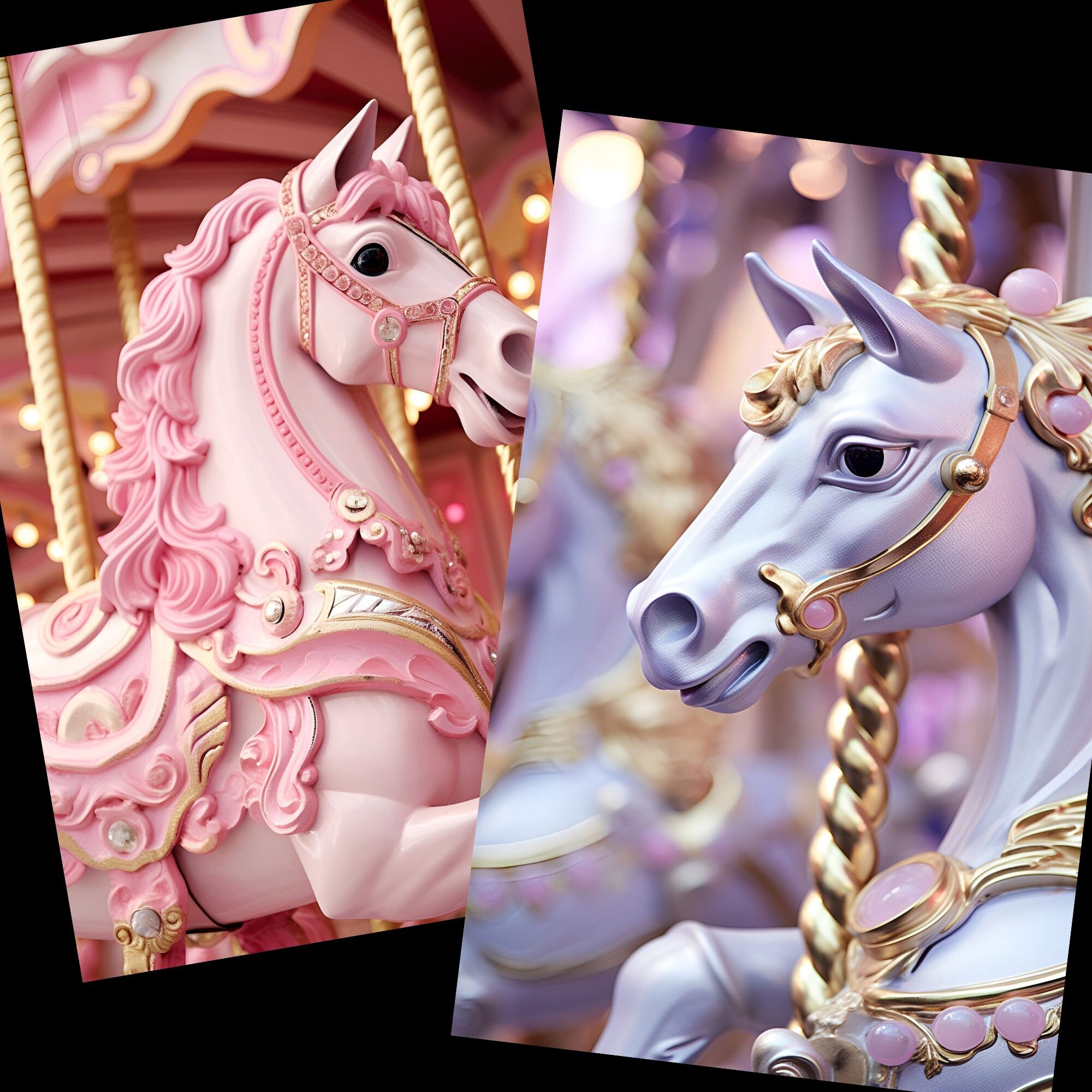 Carousel Horse Junk Journal Half Paper Carnival Horse Paper Vintage ...