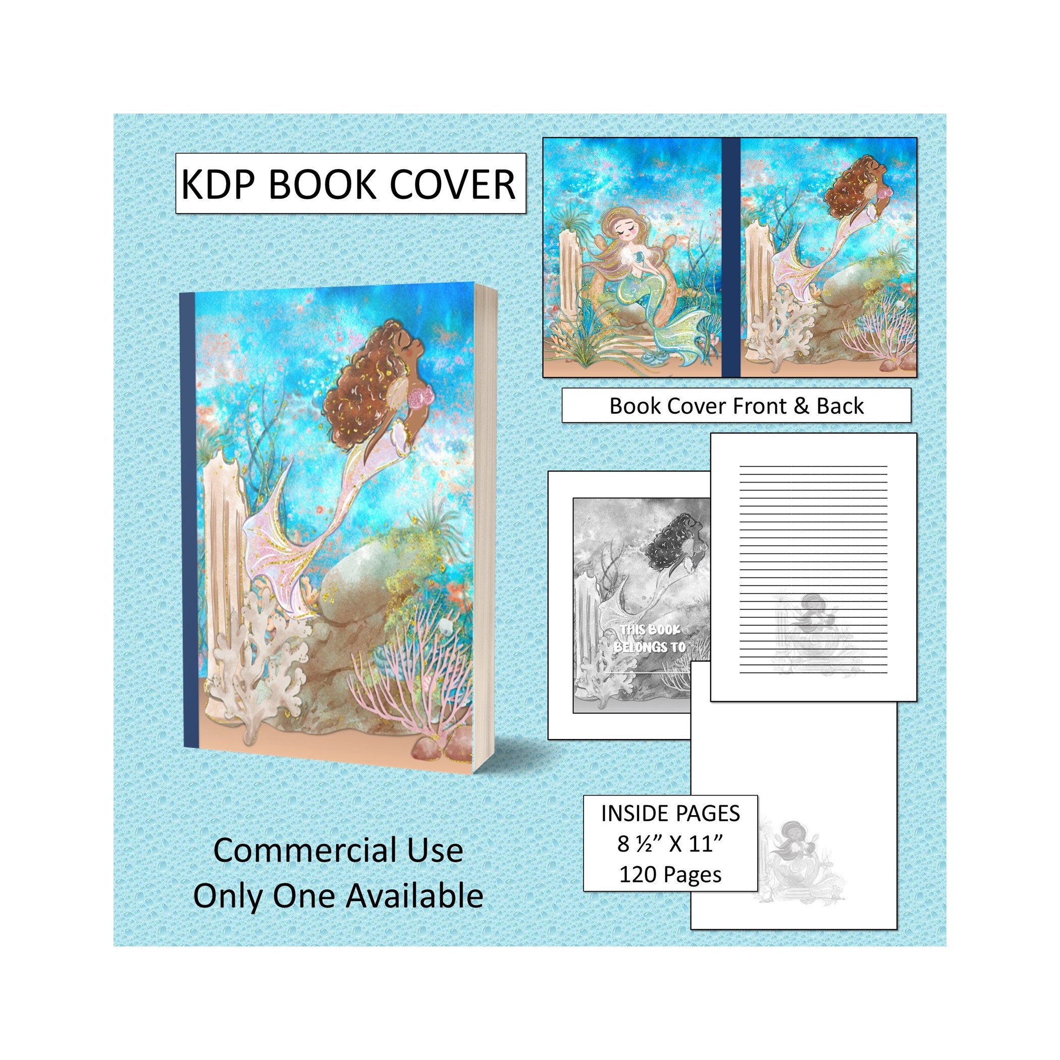 Mermaid Book Cover Design KDP Book Cover Kindle Cover Template KDP ...