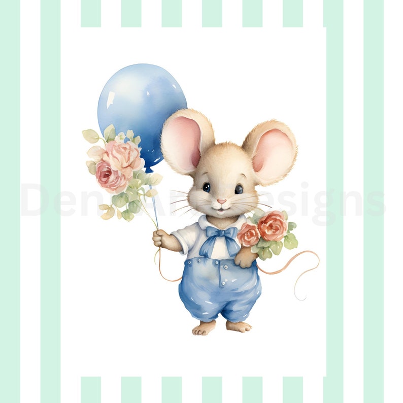 Mouse Clipart Digital Download Cute Mouse Images Cute Floral Mice Card ...