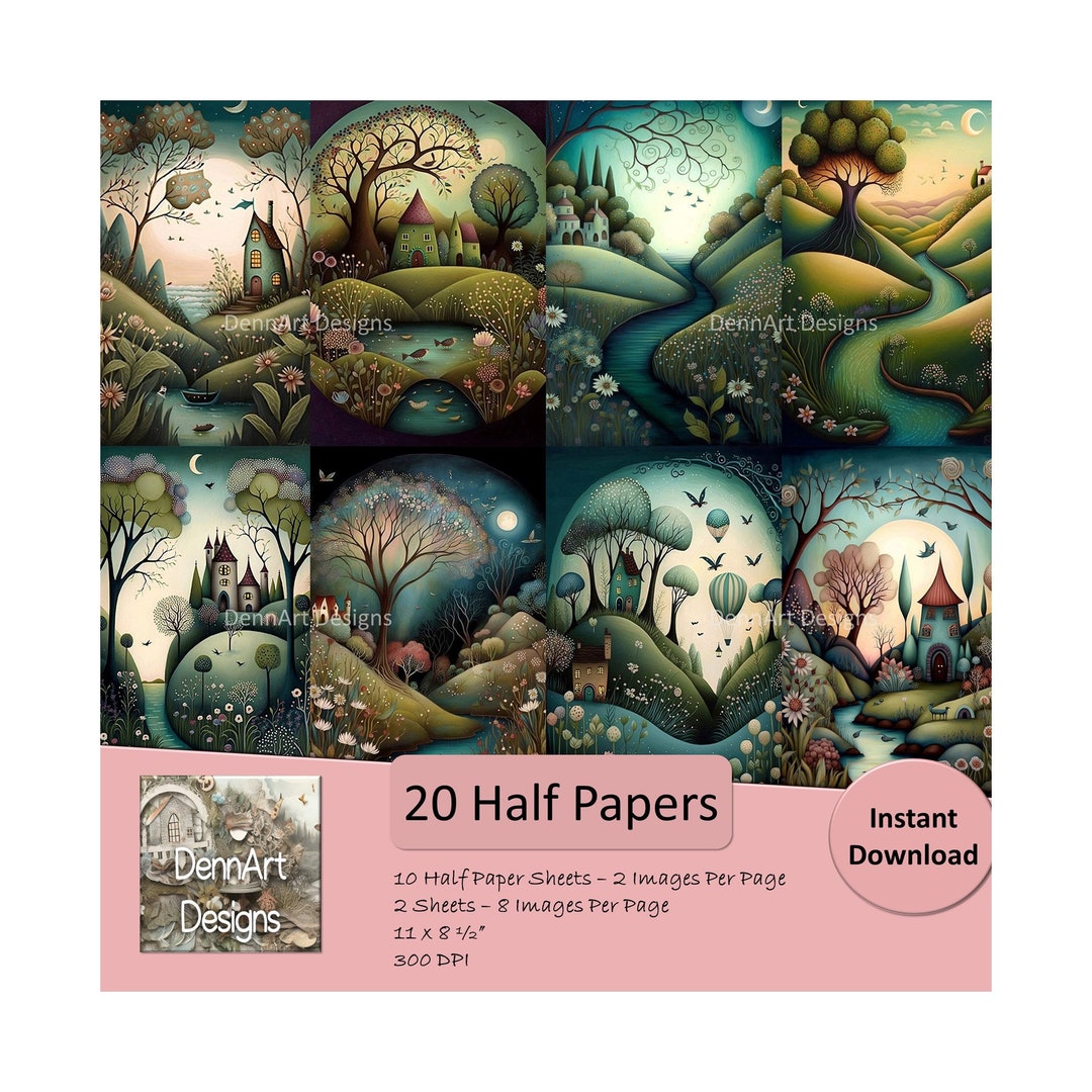 Fantasy Landscape Scrapbooking Paper Scrapbook Paper Printable Paper ...