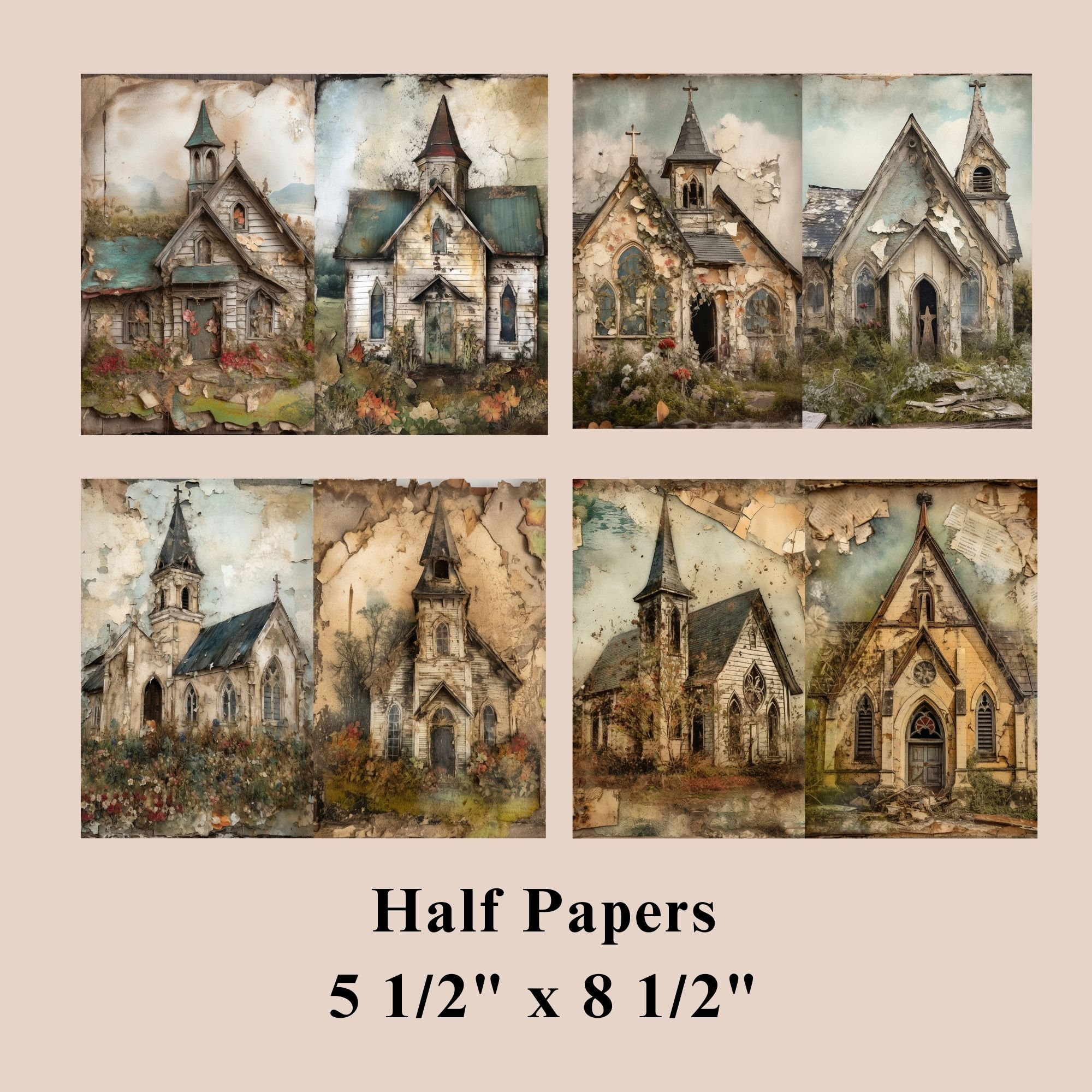 Old Churches Junk Journal Half Papers Junk Journal Paper Scrapbooking ...