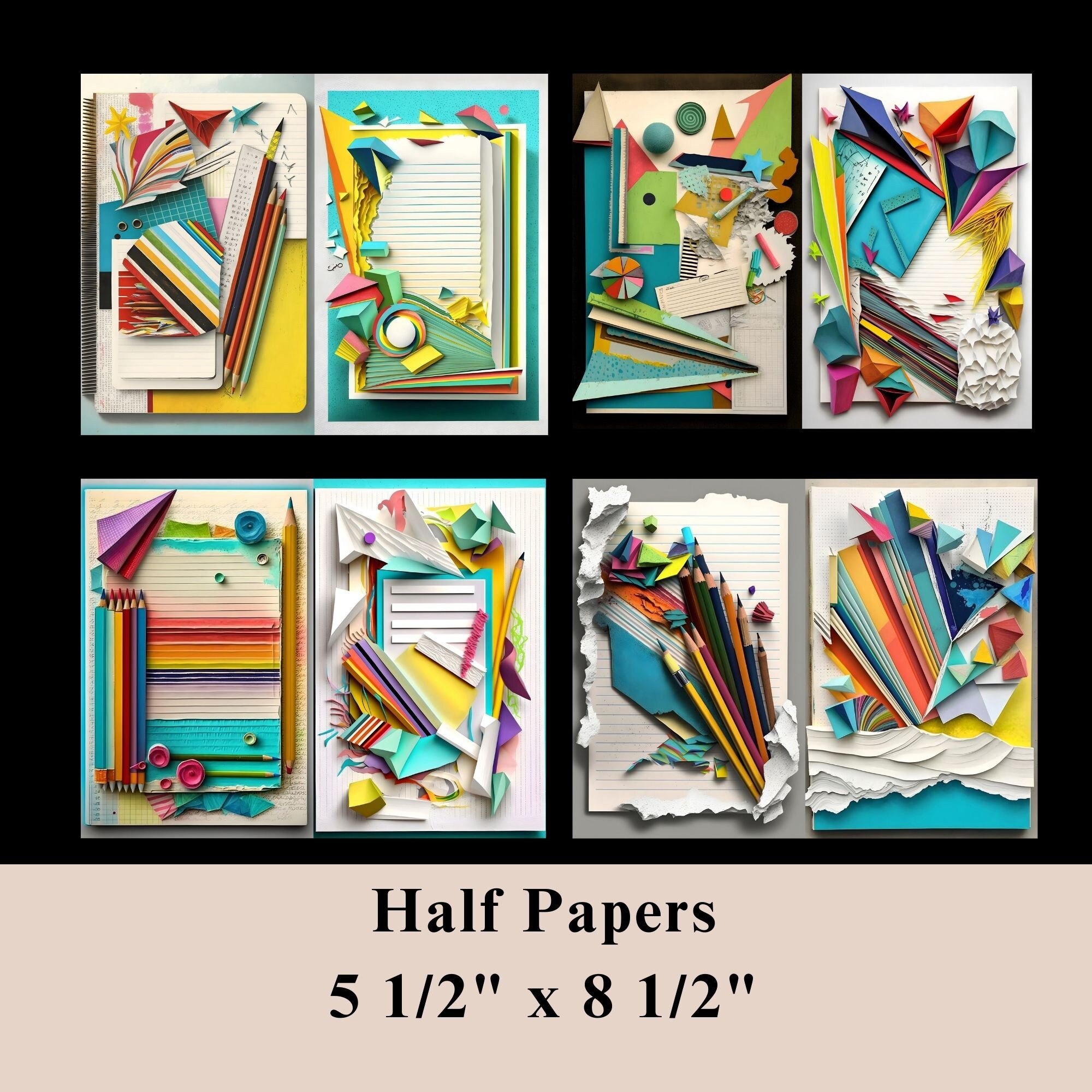 Back to School Junk Journal Paper Colorful School Scrapbooking Paper A5 ...