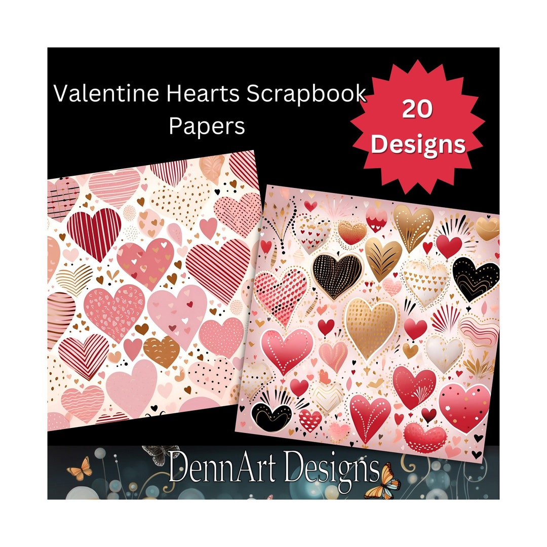Valentine Heart Scrapbook Paper Kit Abstract Heart Printable Paper ...