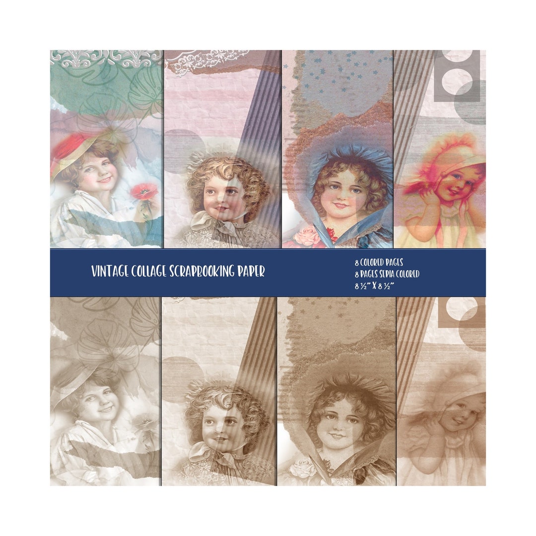 Vintage Children Scrapbooking Paper Vintage Scrapbooking Paper Vintage ...