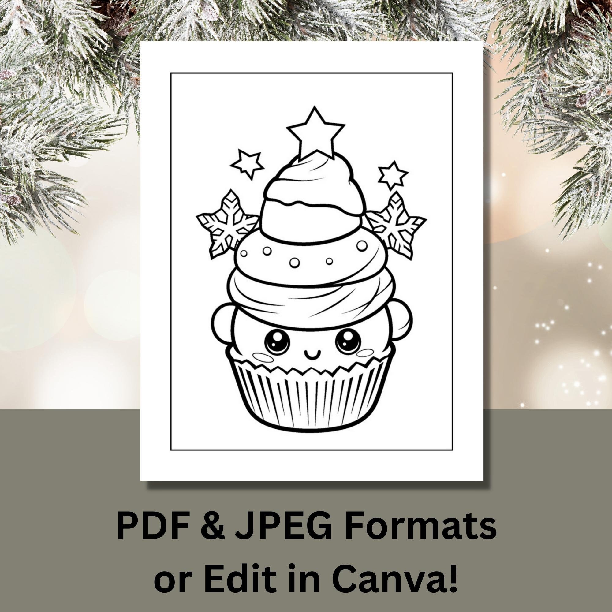 Kawaii Christmas Coloring Pages for Kids PLR Coloring Book - Etsy