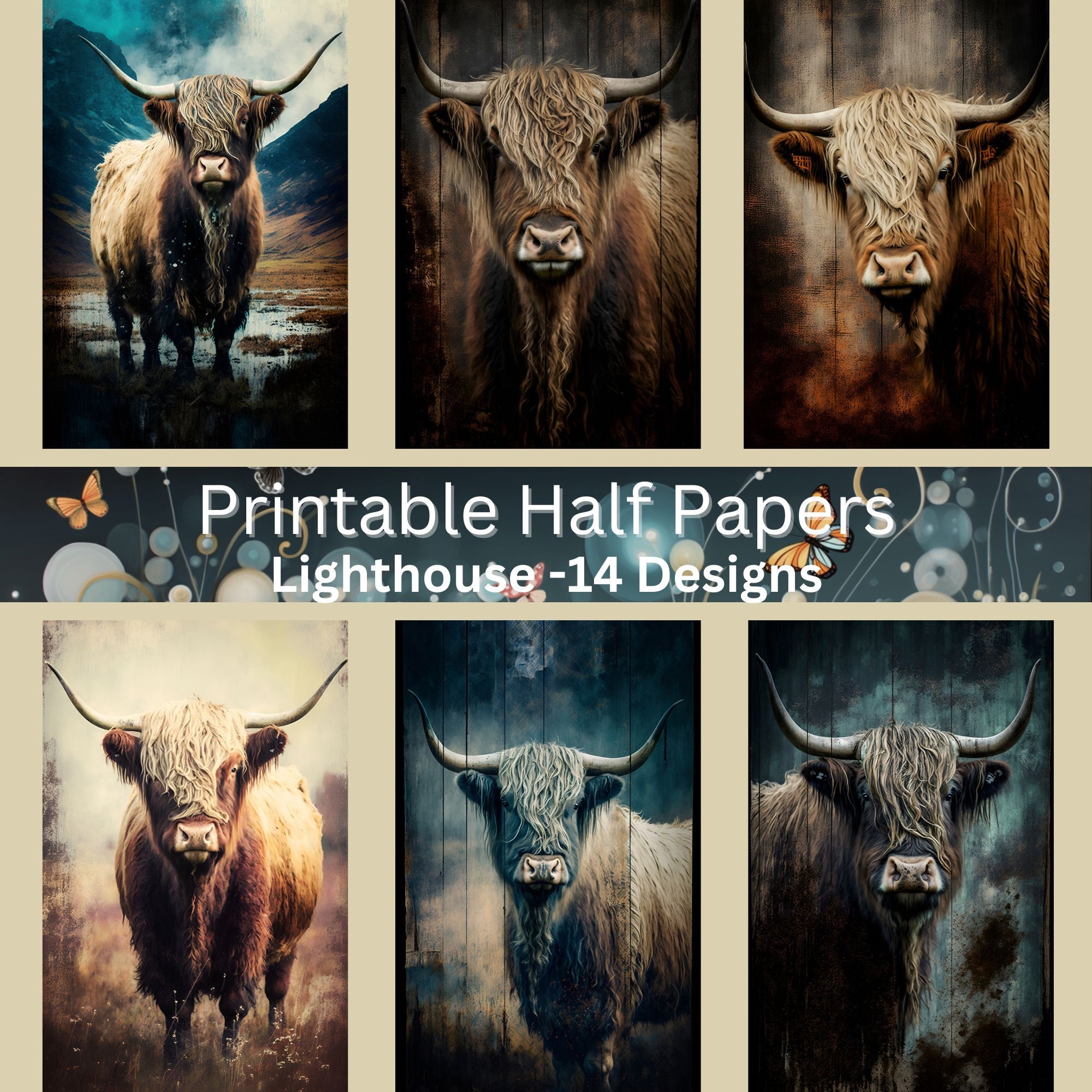 Highland Cow Junk Journal Kit Highland Cow Printable Decoupage Highland ...