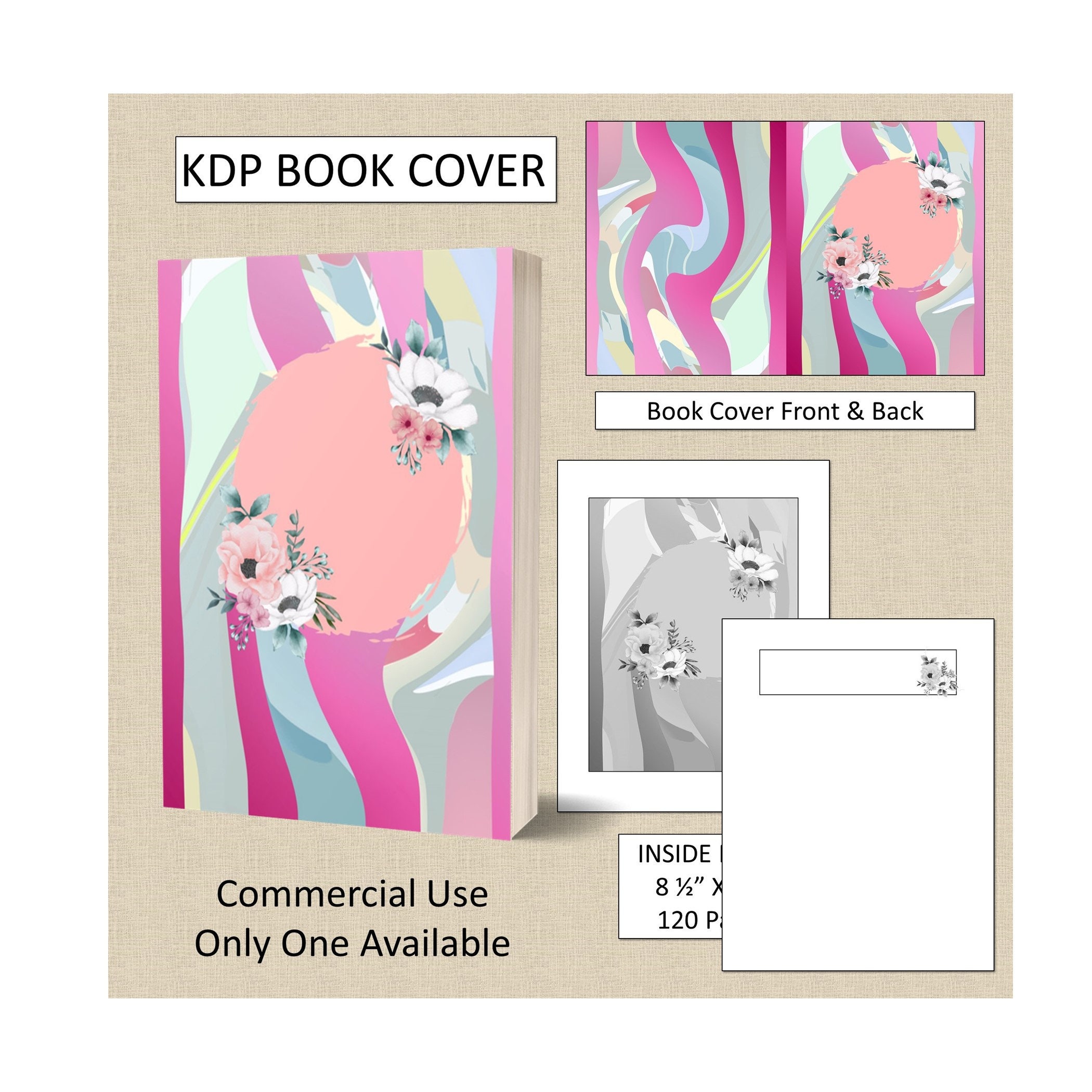 Colorful Floral Cover KDP Book Cover Kindle Cover Template KDP Etsy