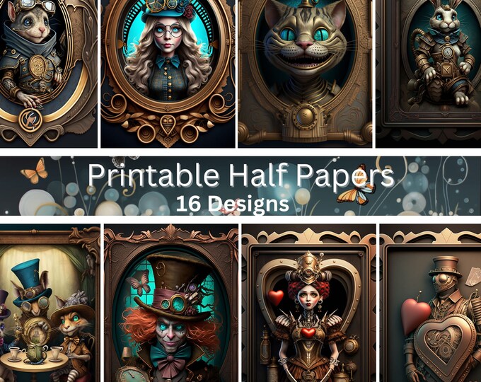 Alice in Wonderland Printable Half Paper Journal Paper Half Papers for ...