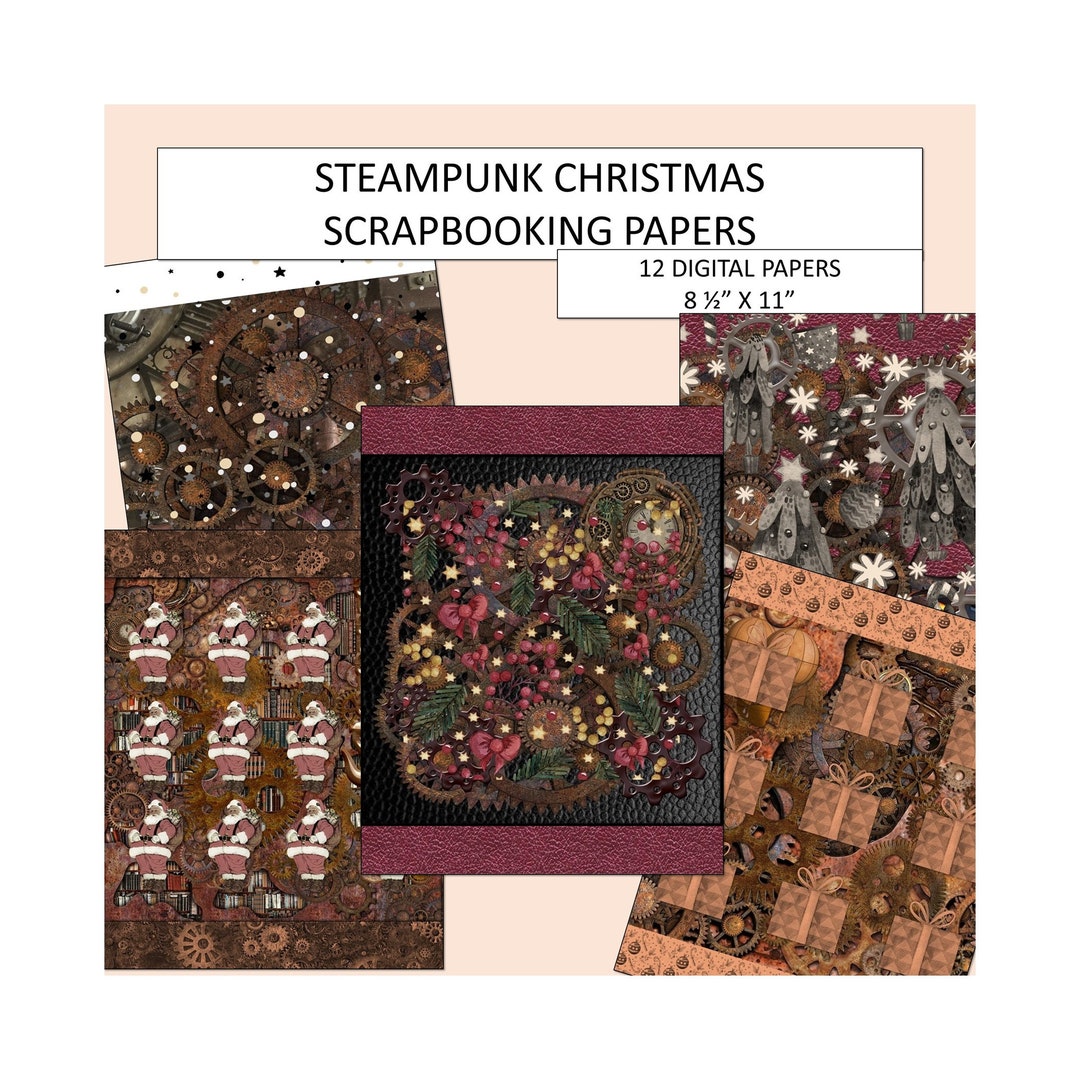 Steampunk Scrapbooking Paper Digital Christmas Paper Scrapbooking ...
