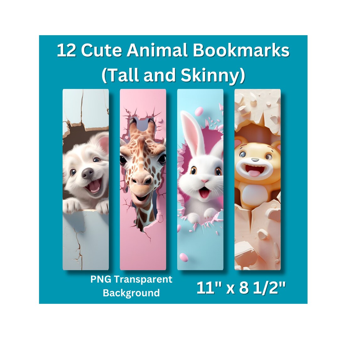 Printable Bookmarks Cute Animal Bookmarks Cute Animals Printable PNG ...