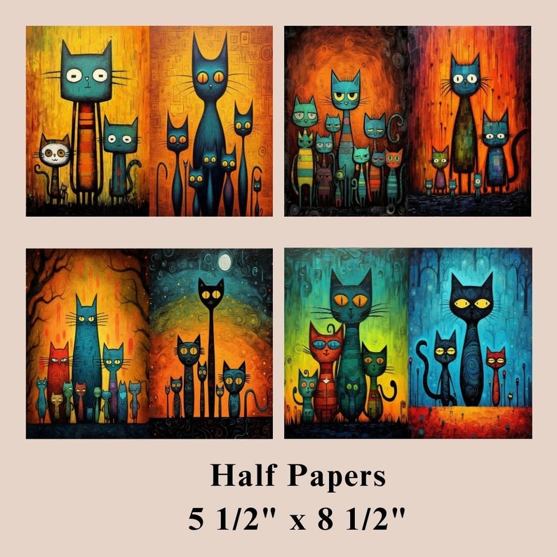 Cat Themed Scrapbook Paper Printable Cat Paper Cat Scrapbook Paper Cat ...